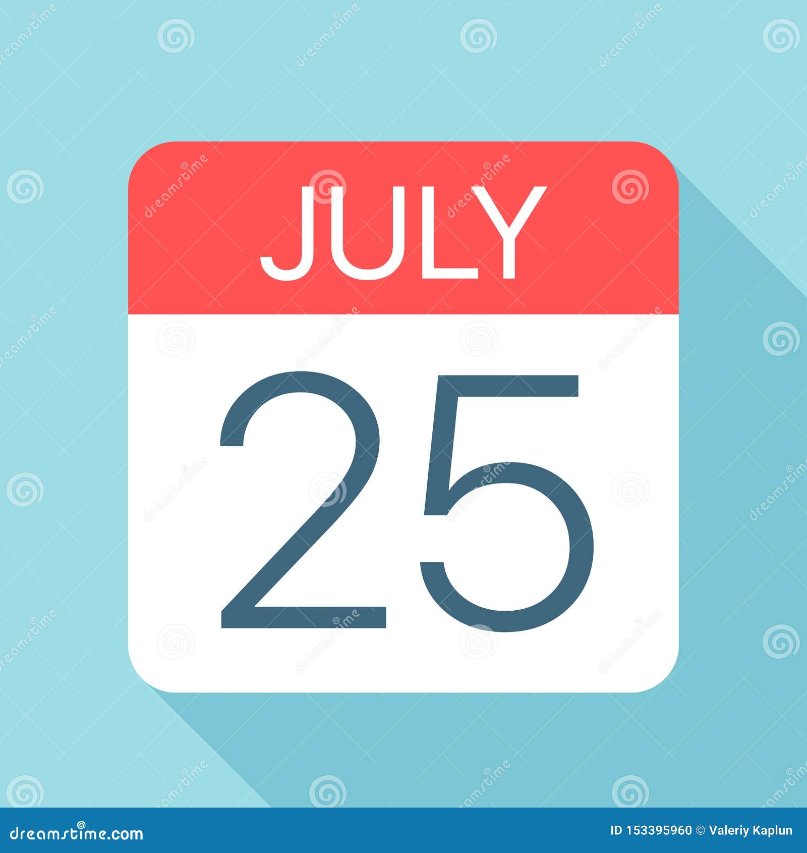 July 25 - Calendar Icon. Vector Illustration of One Day of Month Stock ...