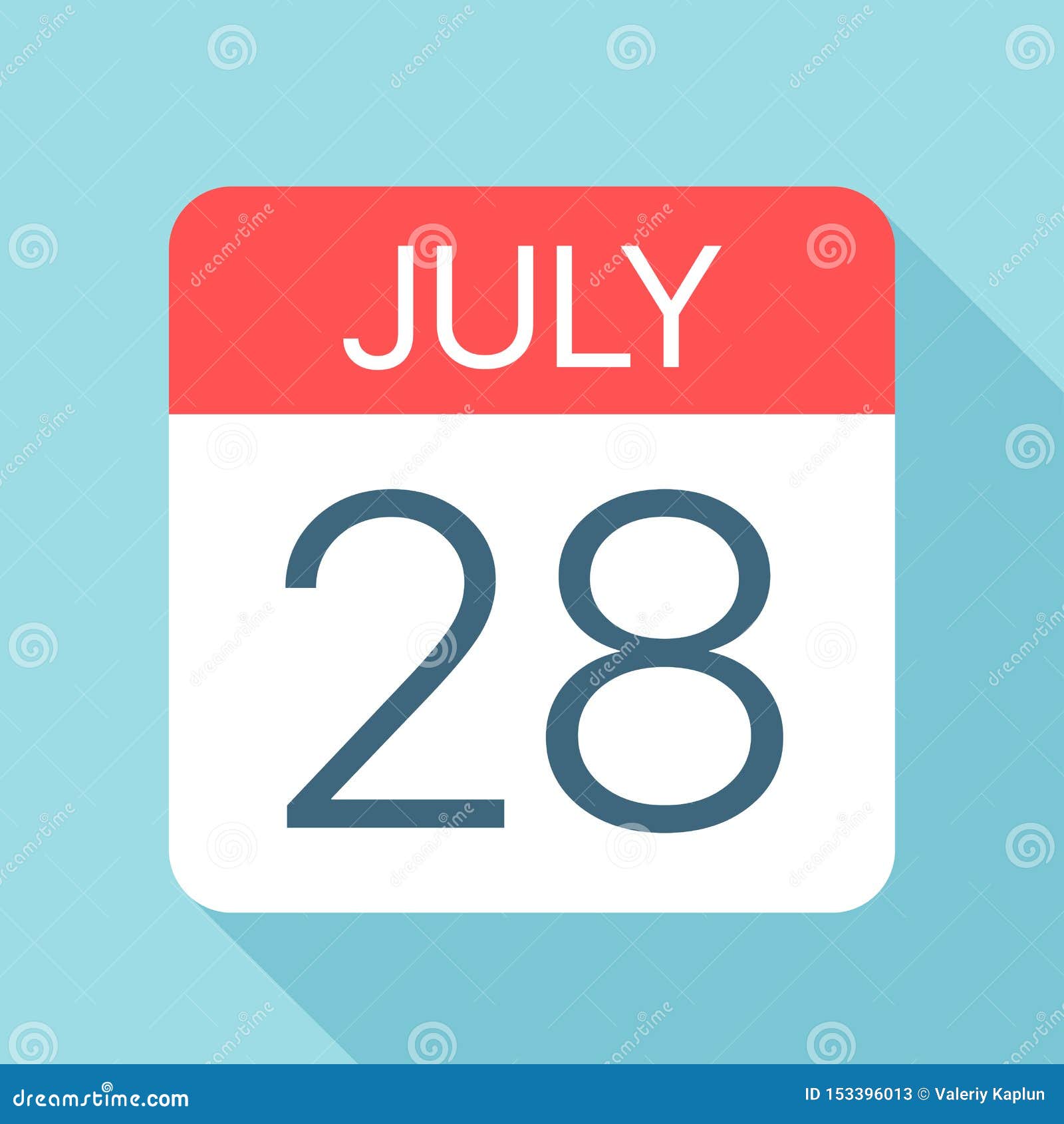 July 28 - Calendar Icon. Vector Illustration of One Day of Month Stock ...