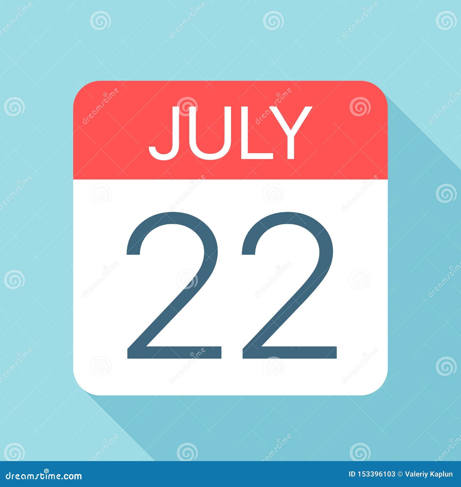 July 22 - Calendar Icon. Vector Illustration of One Day of Month Stock ...