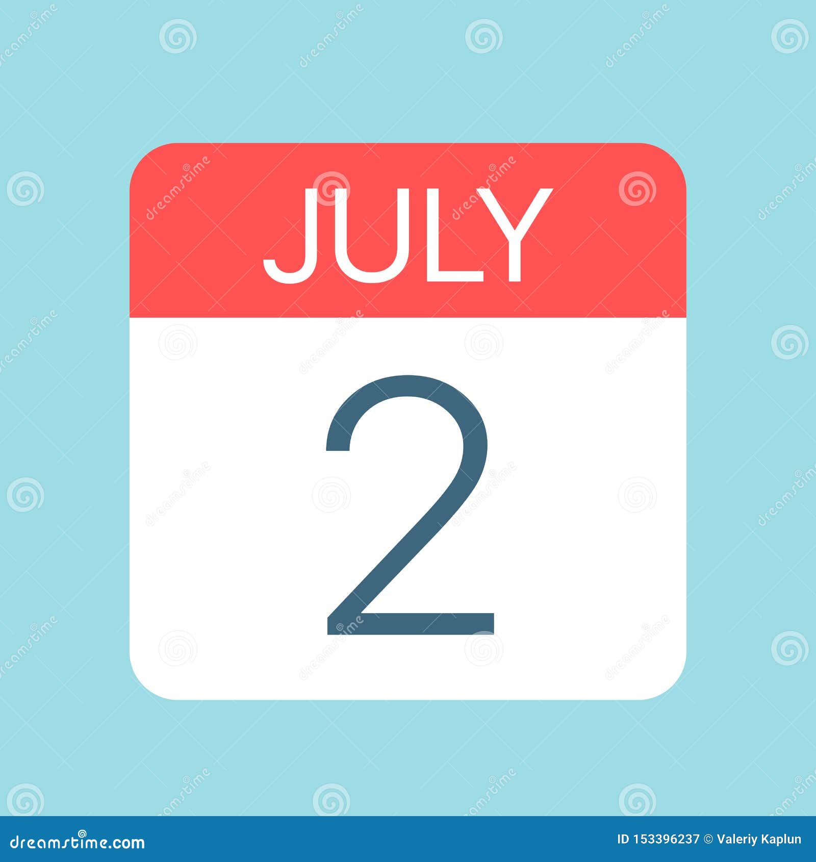 July 2 - Calendar Icon. Vector Illustration of One Day of Month Stock ...