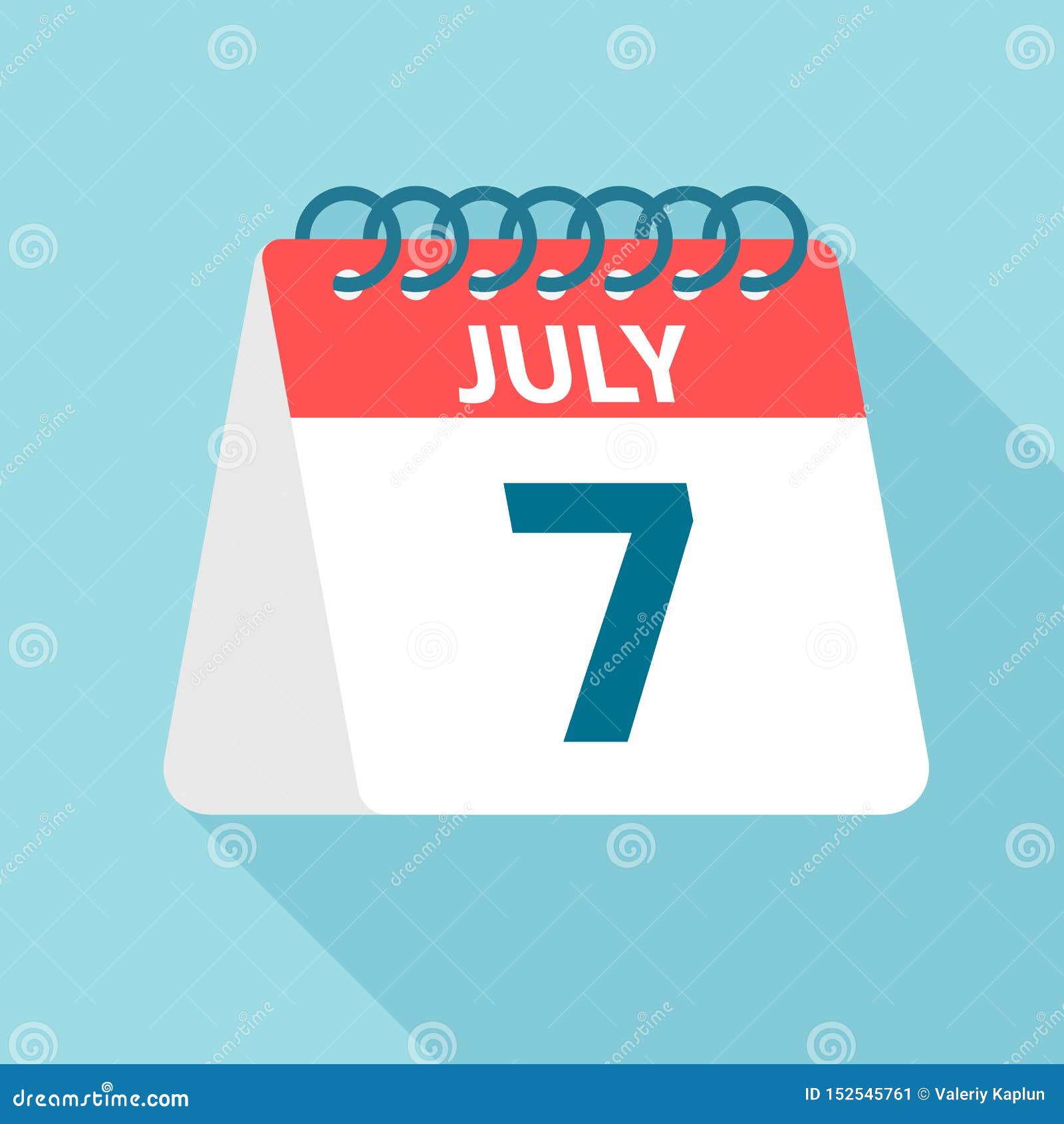 July 7 - Calendar Icon. Vector Illustration of One Day of Month ...