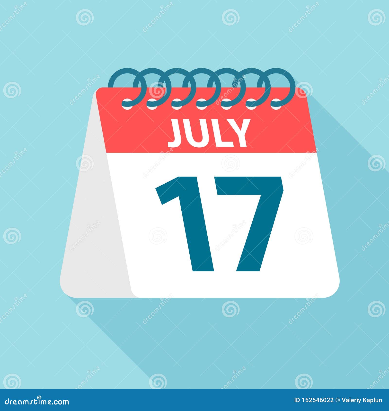 July 17 - Calendar Icon. Vector Illustration of One Day of Month ...