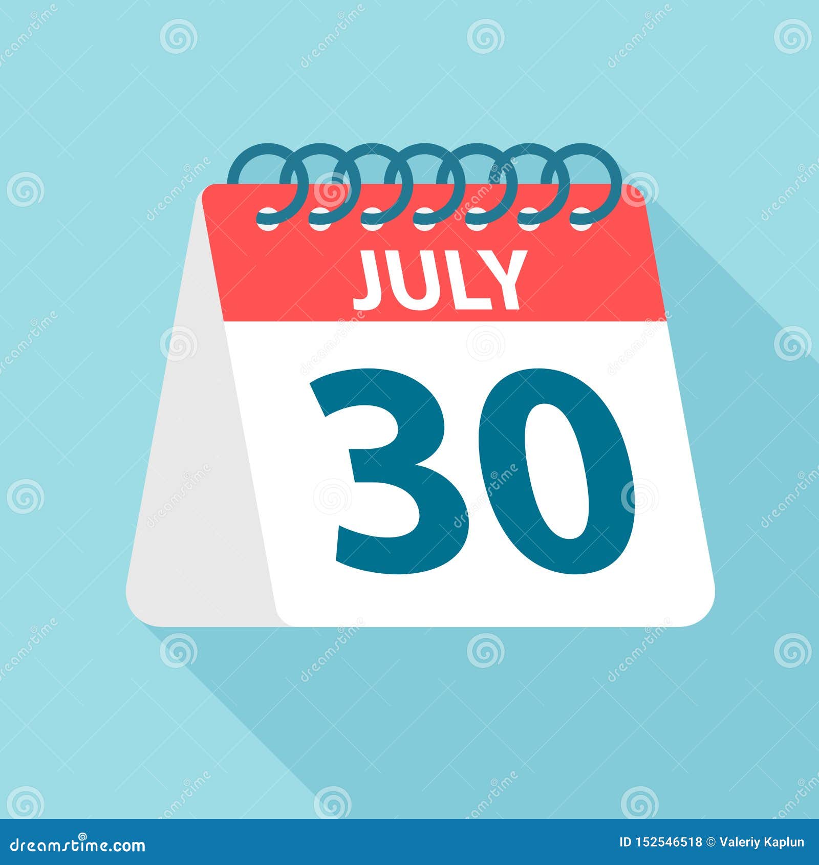 July 30 - Calendar Icon. Vector Illustration of One Day of Month ...