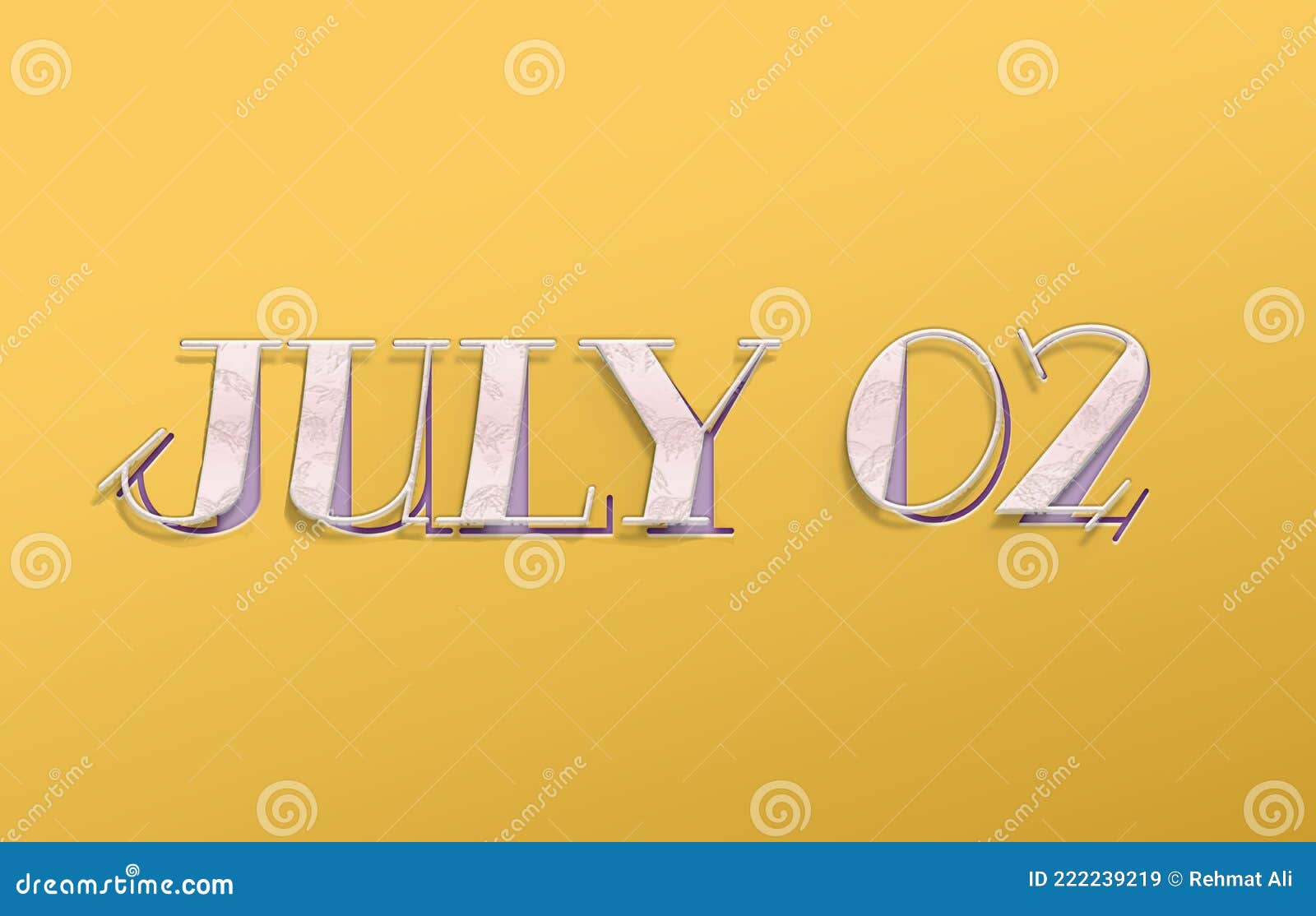 02 July, Calendar Icon. on Yellow Background Stock Illustration ...