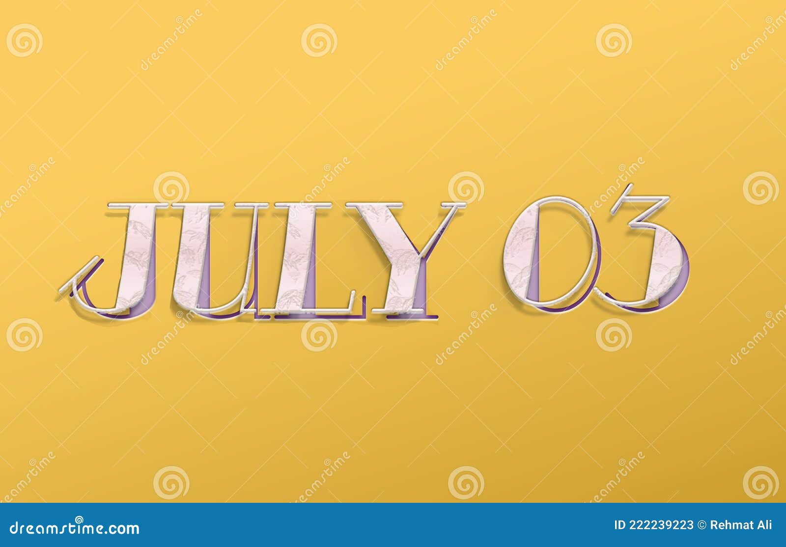 03 July, Calendar Icon. on Yellow Background Stock Illustration ...