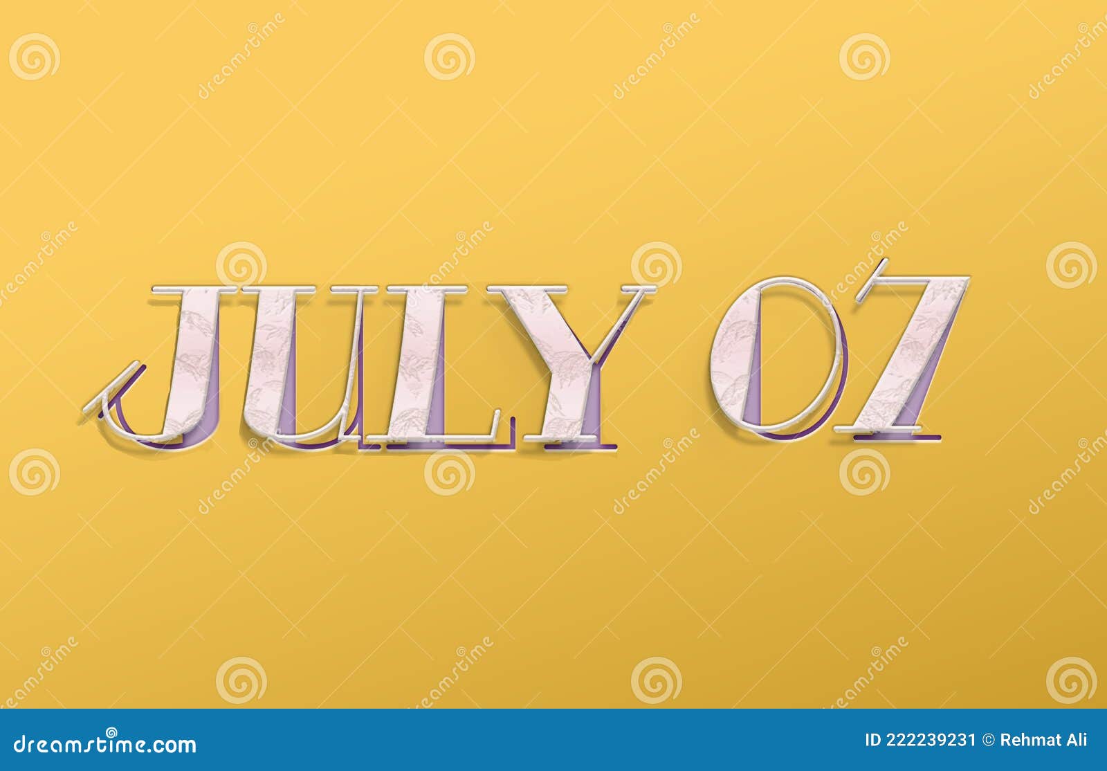 07 July, Calendar Icon. on Yellow Background Stock Illustration ...