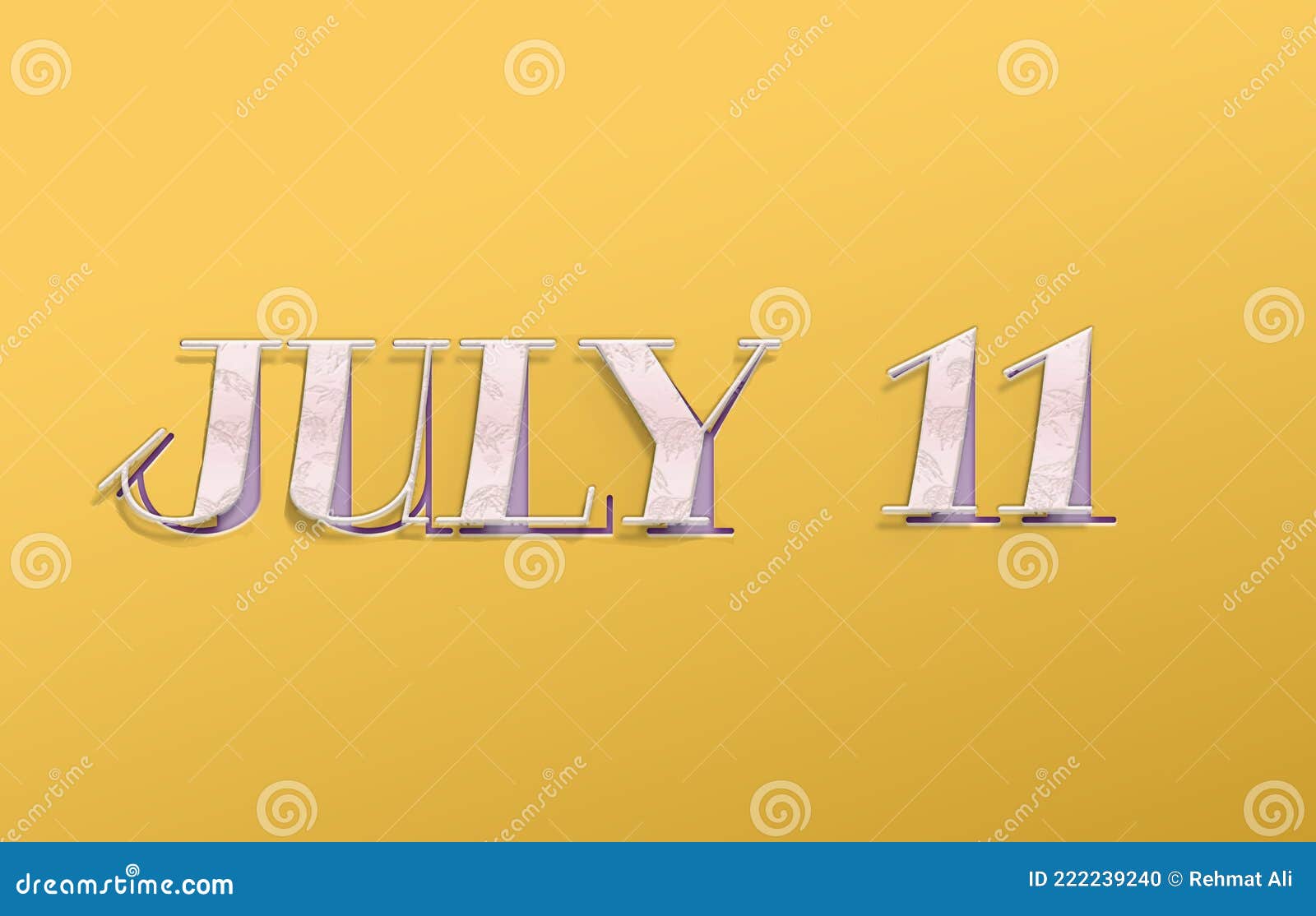 11 July, Calendar Icon. on Yellow Background Stock Illustration ...