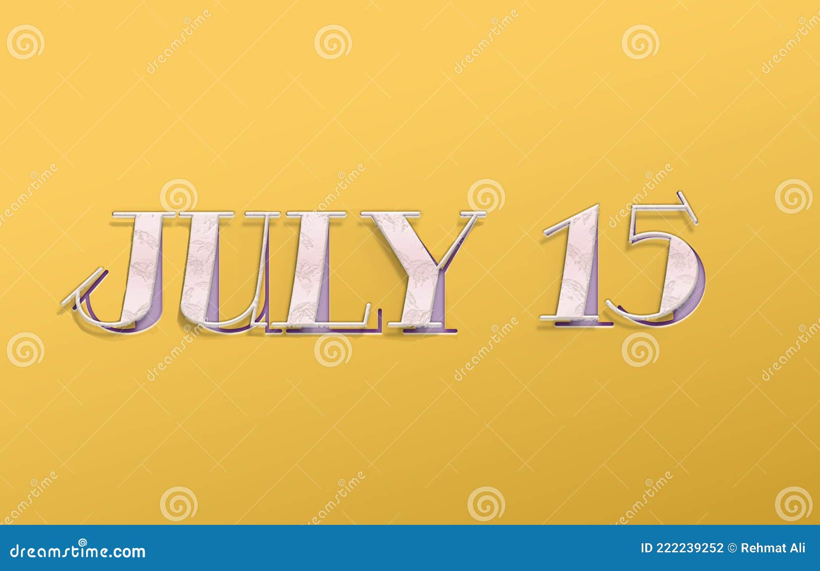 15 July, Calendar Icon. on Yellow Background Stock Illustration ...
