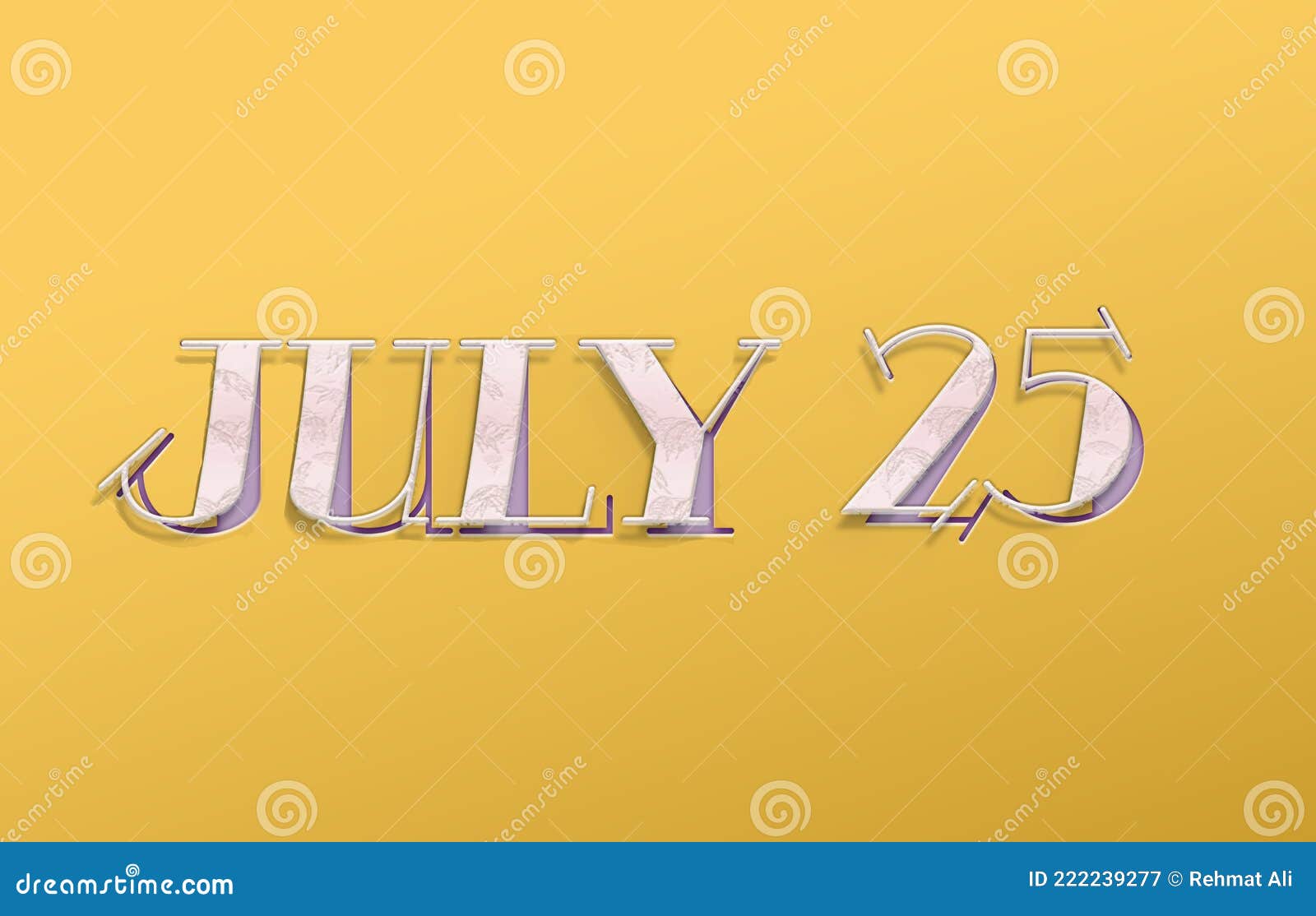 25 July, Calendar Icon. on Yellow Background Stock Illustration ...