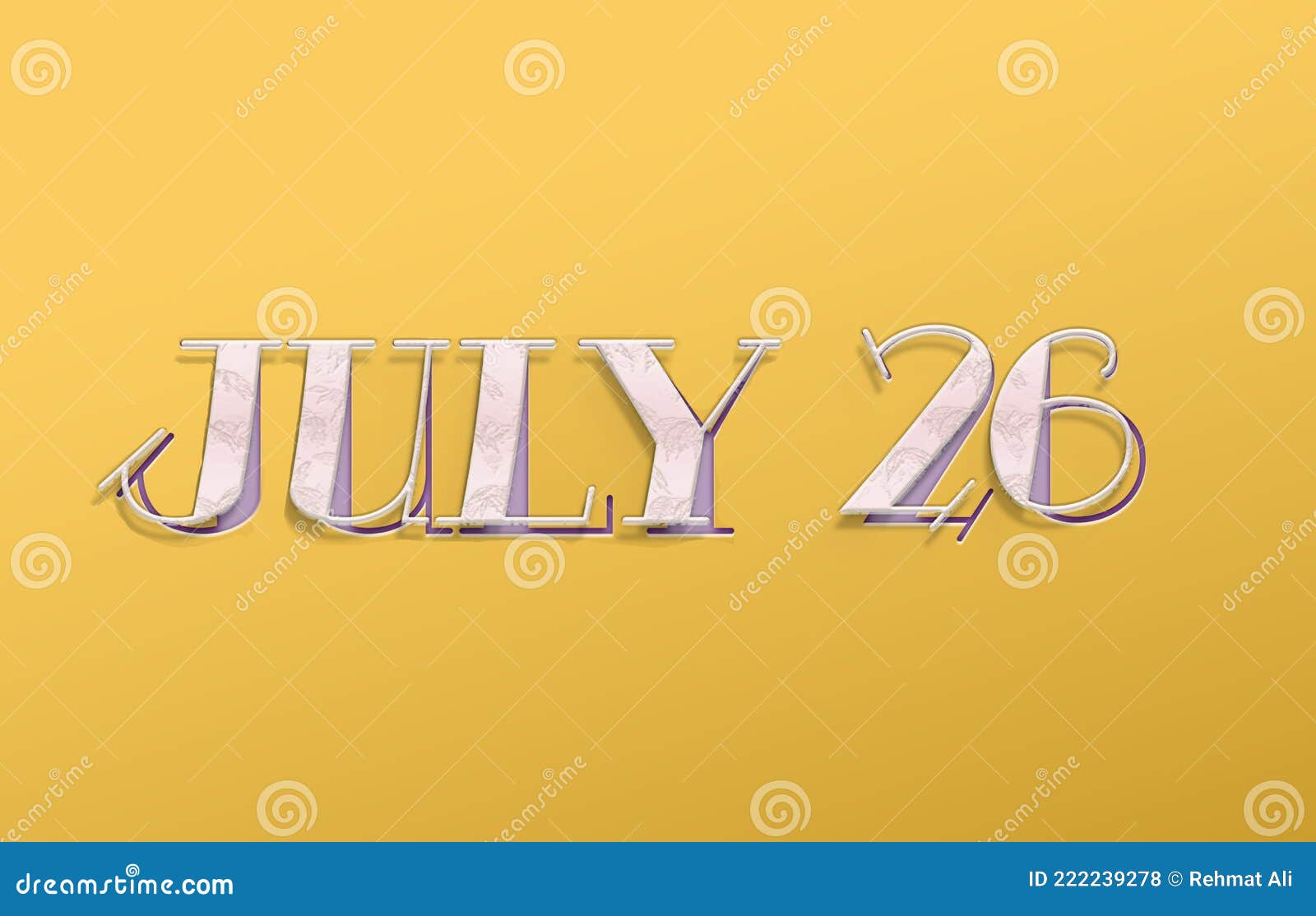 26 July, Calendar Icon. on Yellow Background Stock Illustration ...
