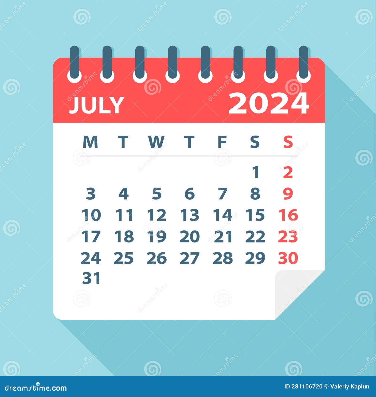 July 2024 Template, Calendar 2024 Design Vector, Planner Layout, Week ...