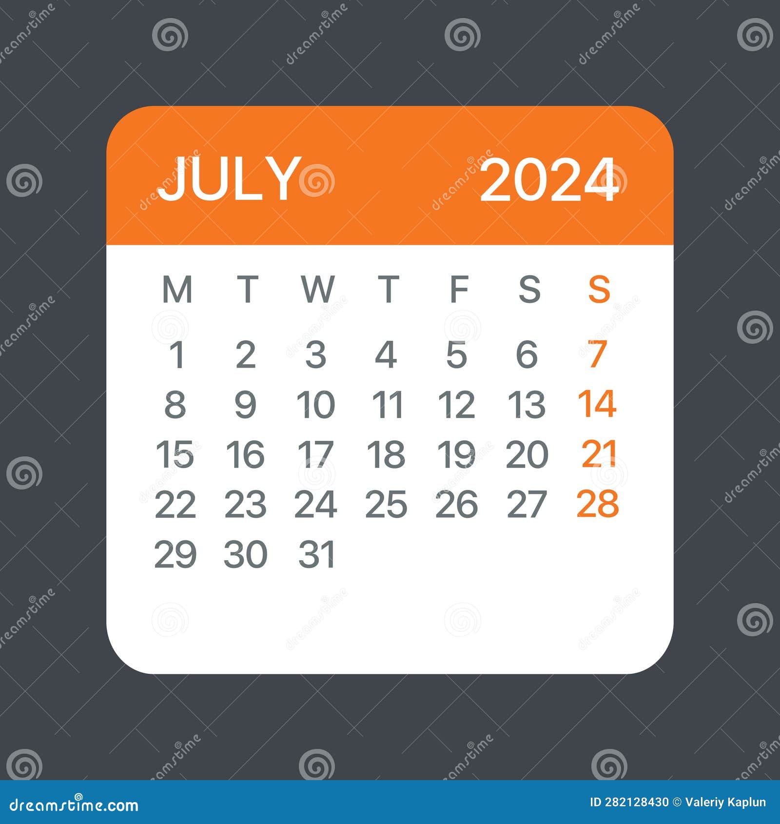July 2024 Template, Calendar 2024 Design Vector, Planner Layout, Week ...