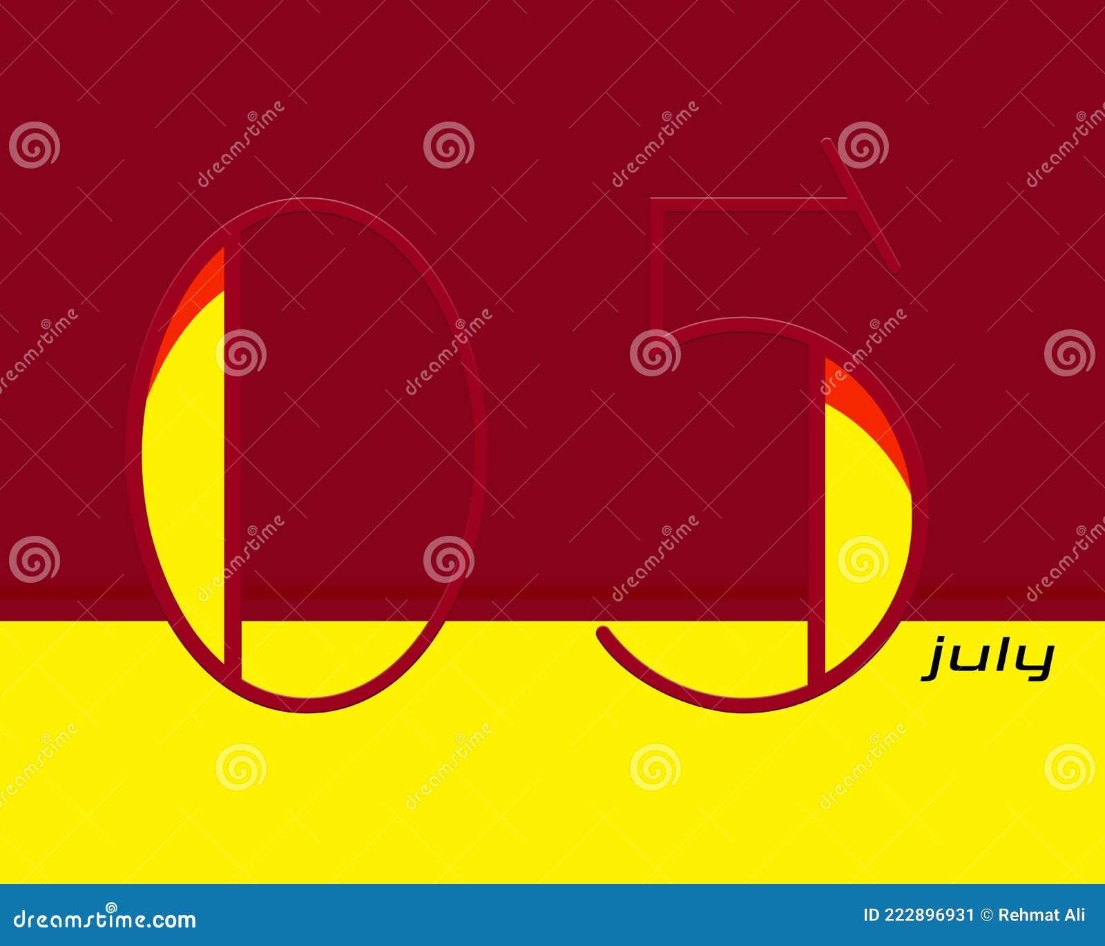July 5, Calendar on Red and Yellow Background Stock Illustration ...