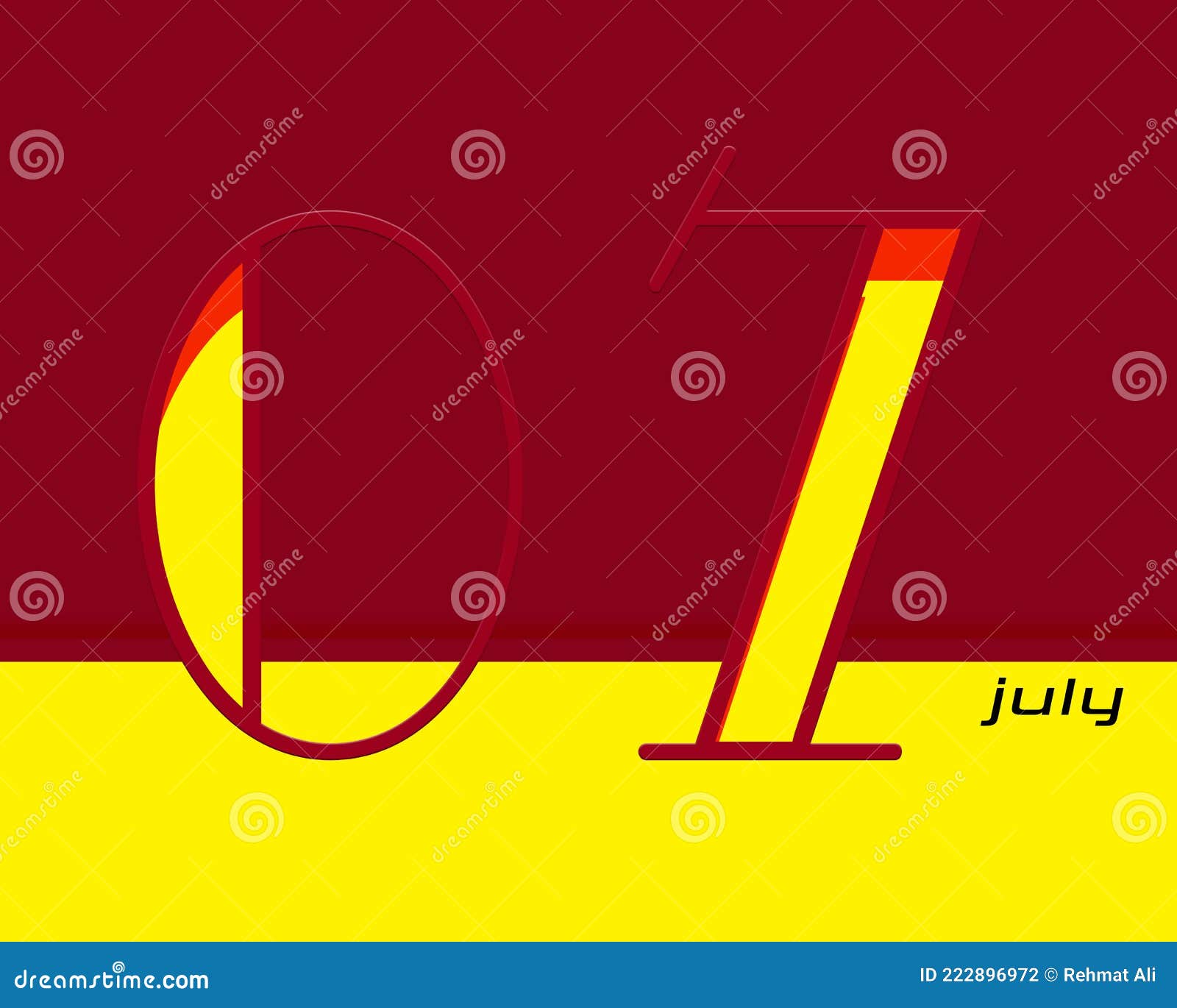 July 7, Calendar on Red and Yellow Background Stock Illustration ...