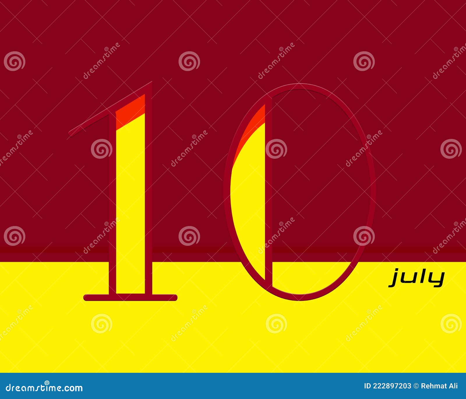 July 10, Calendar on Red and Yellow Background Stock Illustration ...