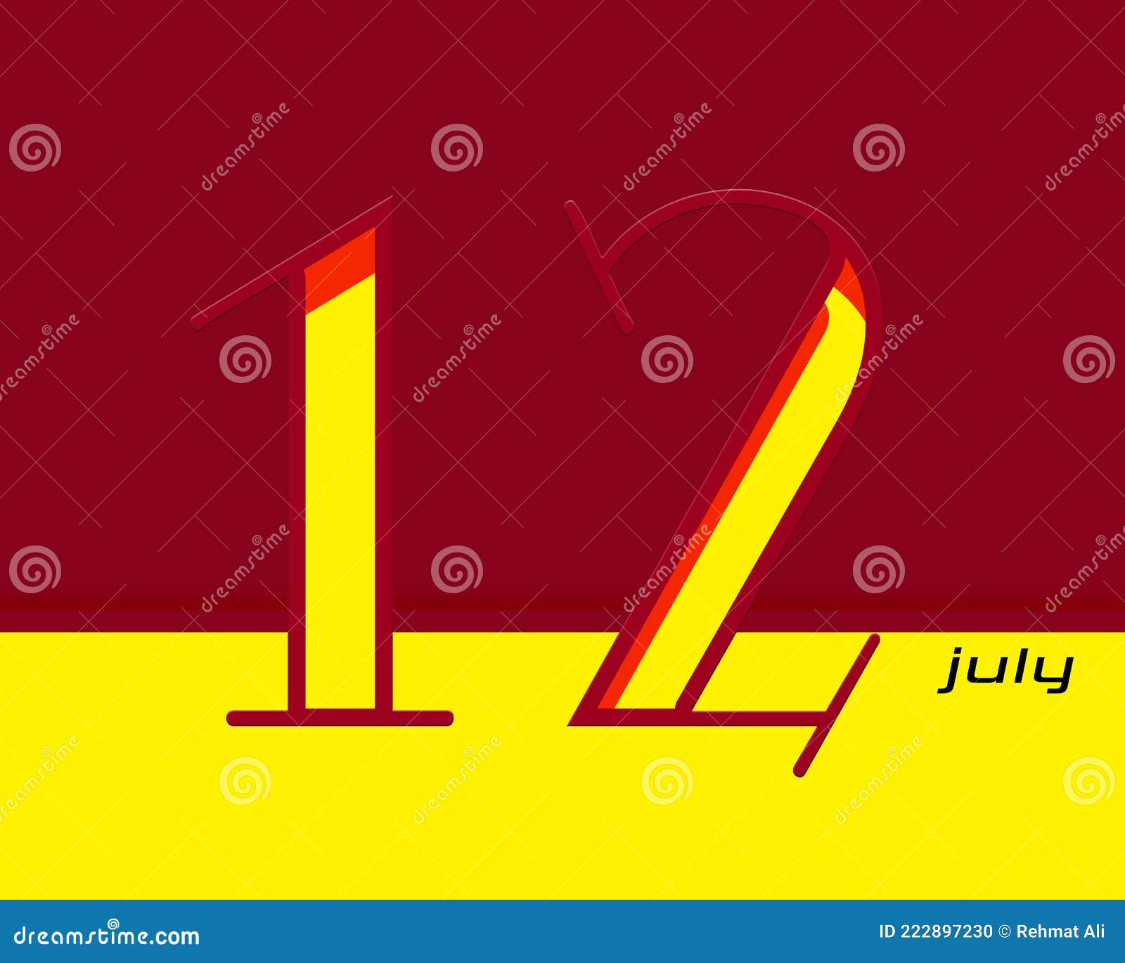 July 12, Calendar on Red and Yellow Background Stock Illustration ...