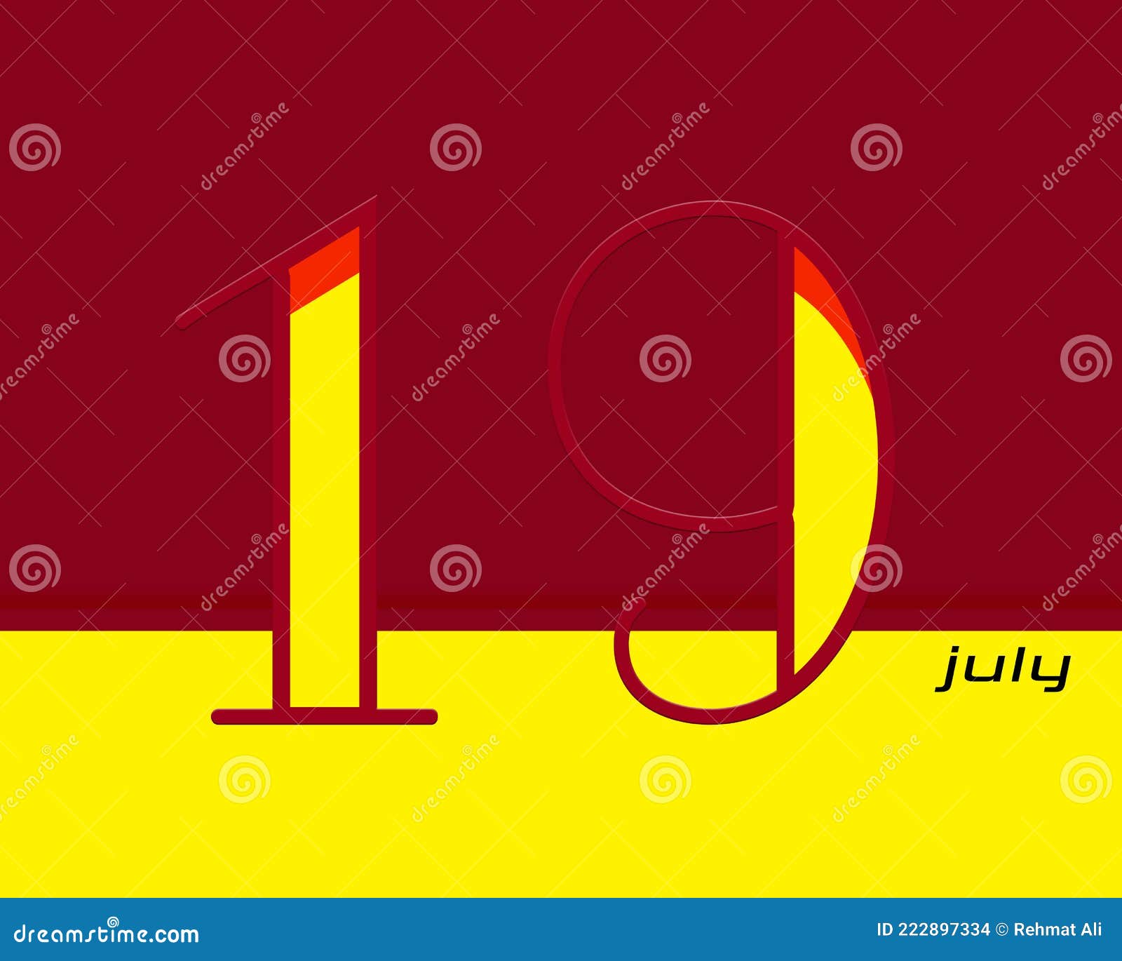 July 19, Calendar on Red and Yellow Background Stock Illustration ...