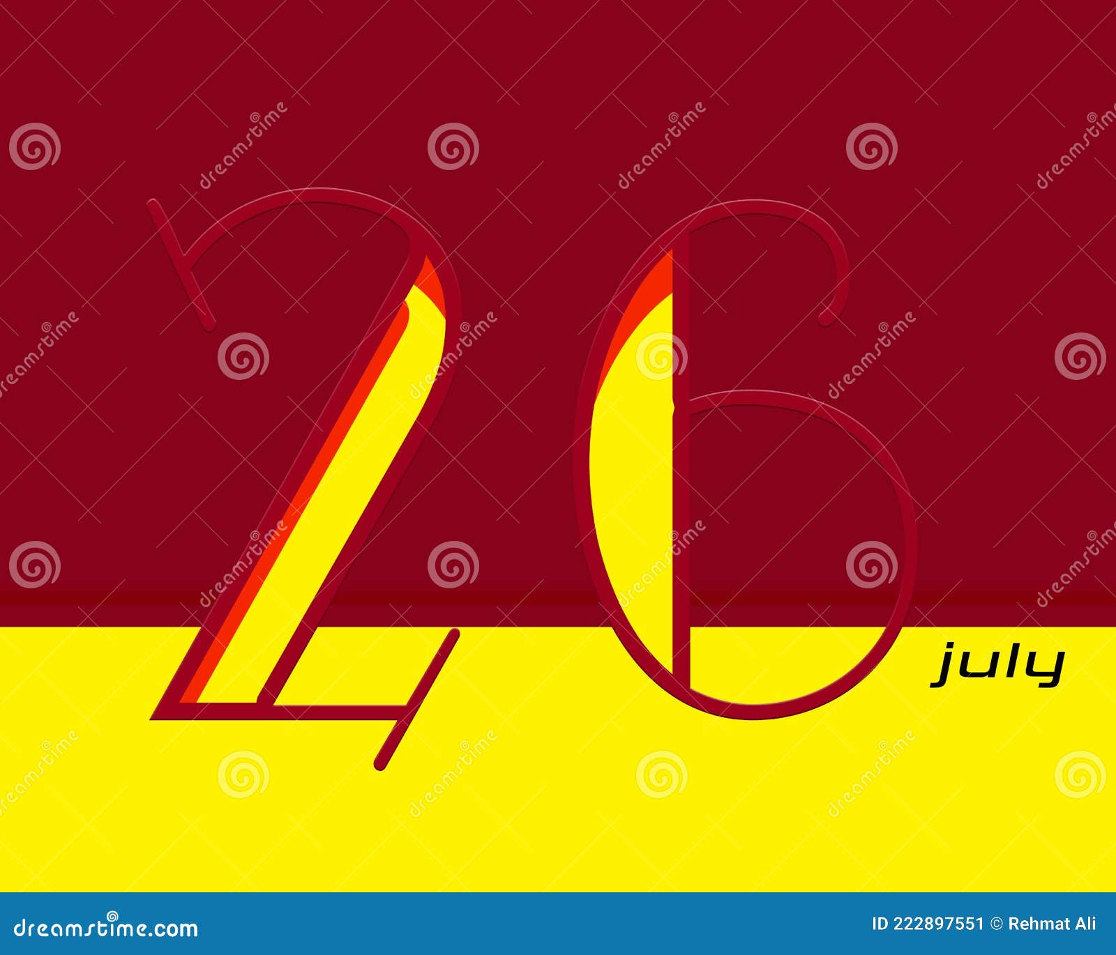 July 26, Calendar on Red and Yellow Background Stock Illustration ...