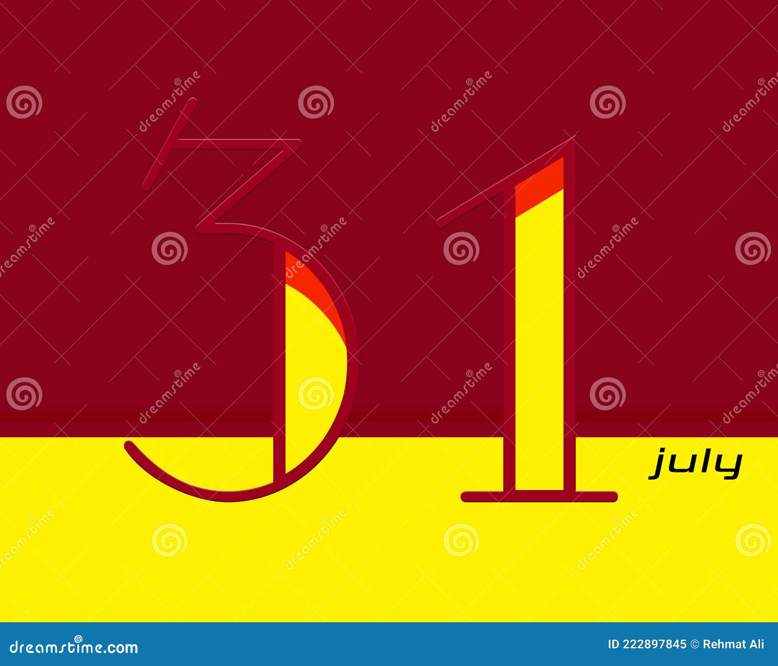 July 31, Calendar on Red and Yellow Background Stock Illustration ...