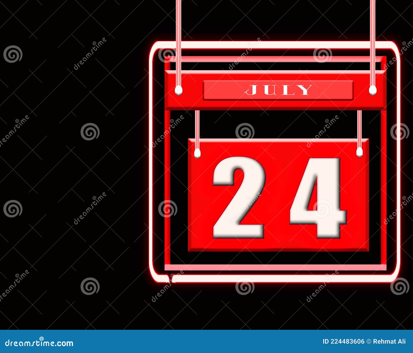24 July Calendar, Text Effect on Black Background Stock Illustration ...