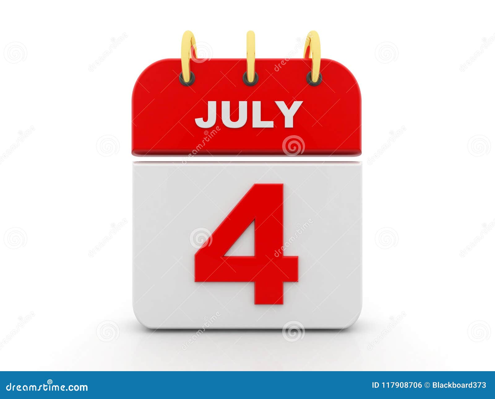 July 4. Calendar. 3D Illustration. Stock Illustration - Illustration of ...