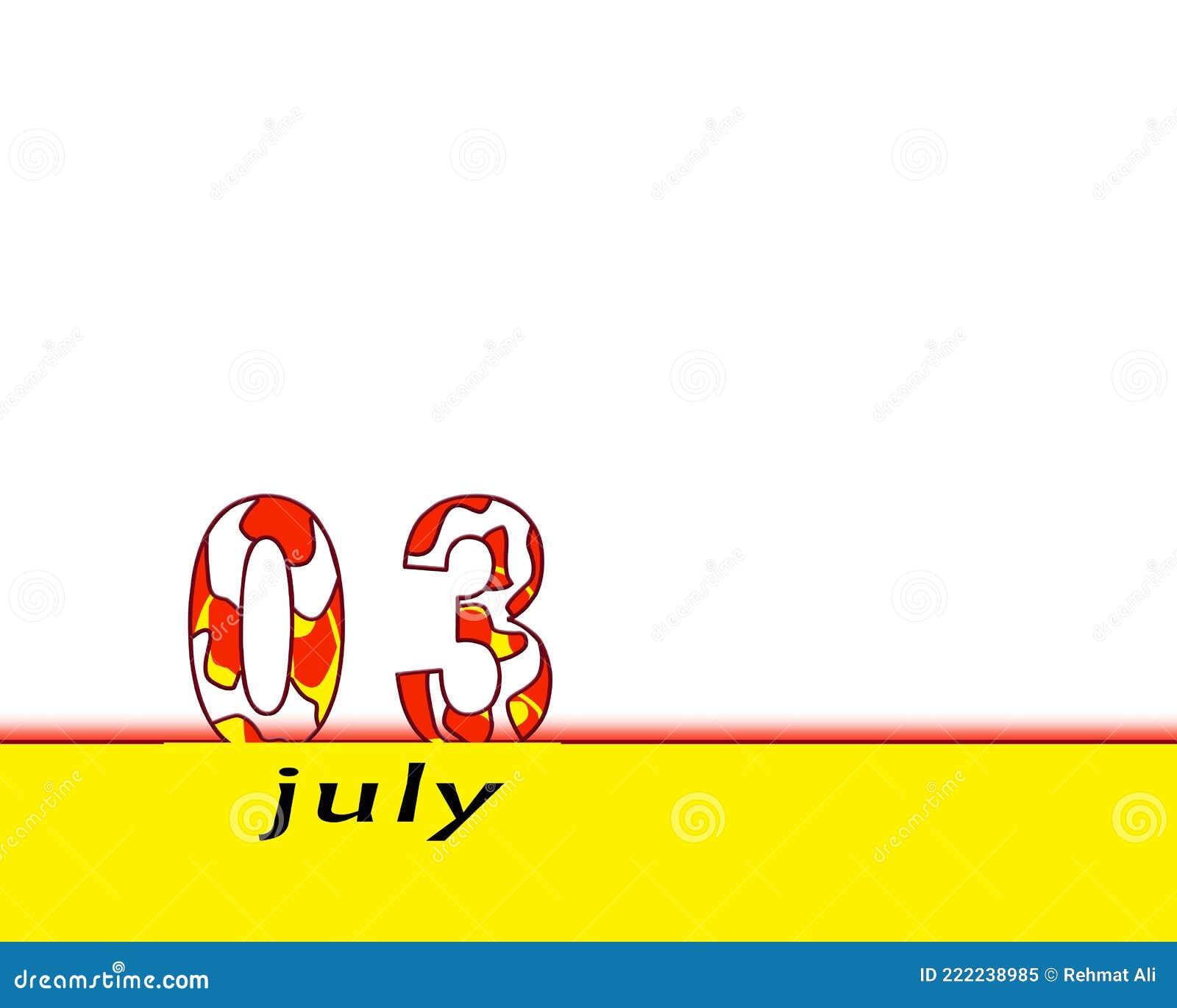 July 3, Calendar on White and Yellow Background Stock Illustration ...