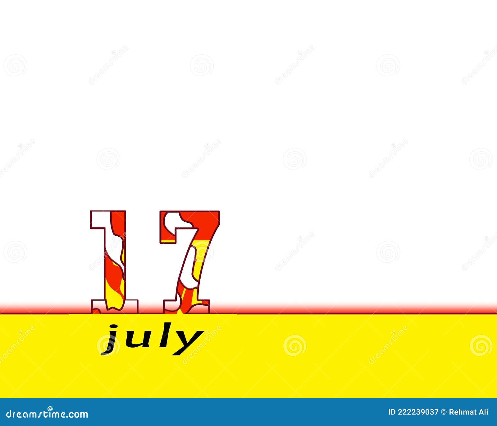 July 17, Calendar on White and Yellow Background Stock Illustration ...