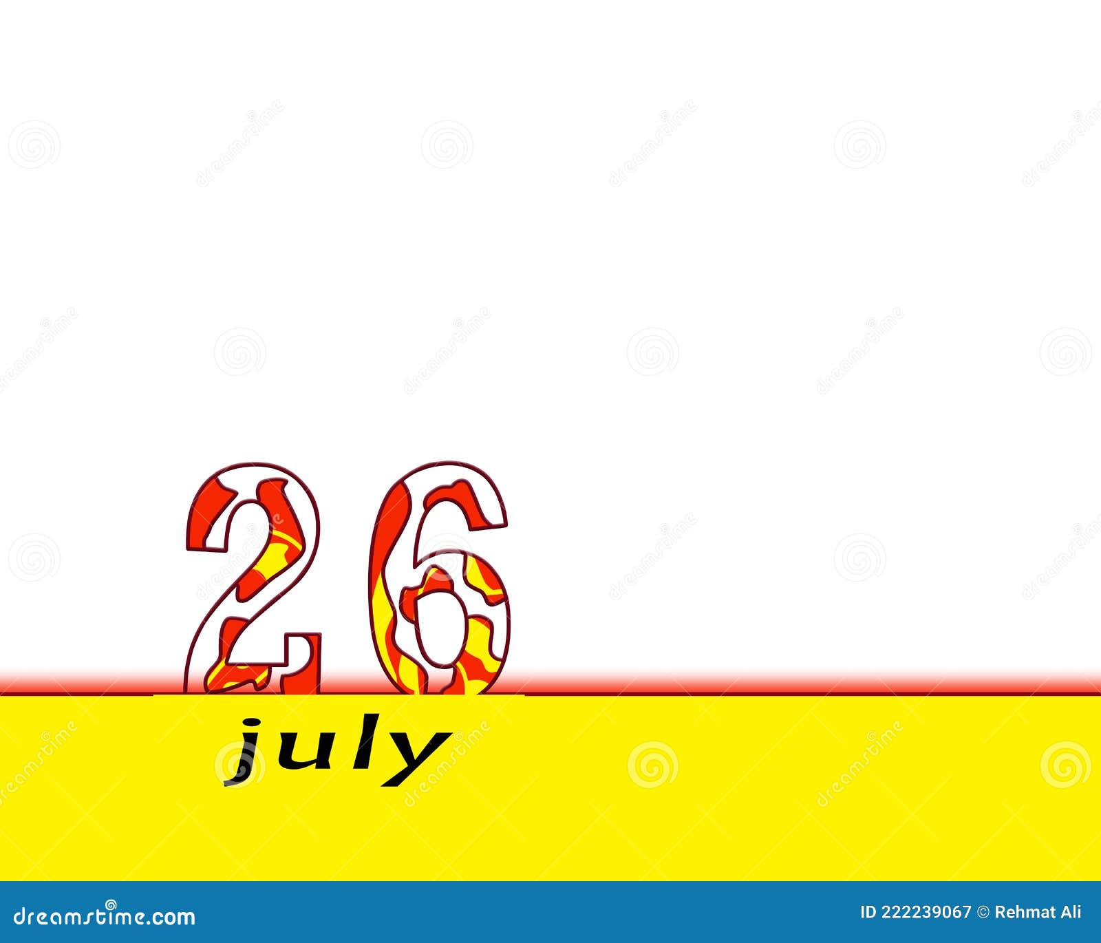 July 26, Calendar on White and Yellow Background Stock Illustration ...