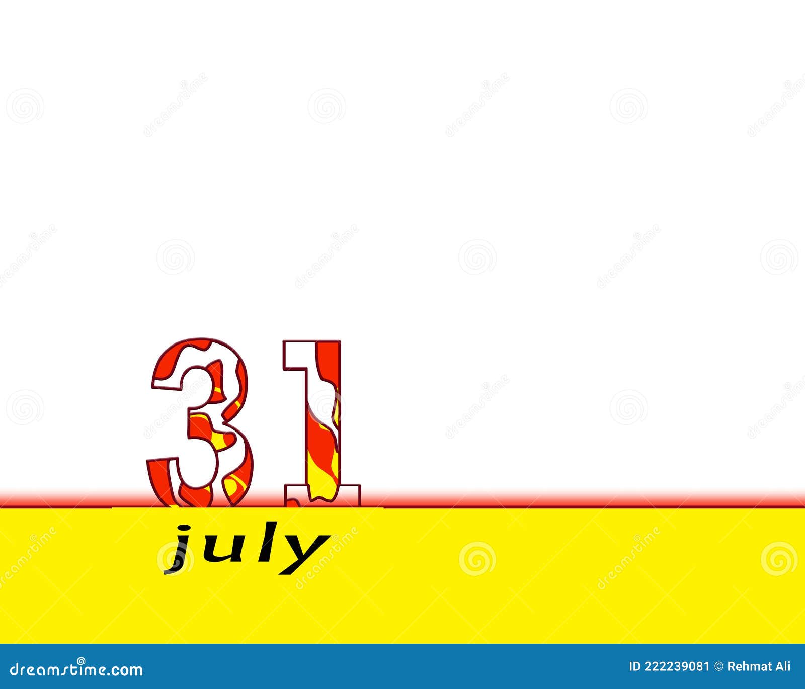 July 31, Calendar on White and Yellow Background Stock Illustration ...