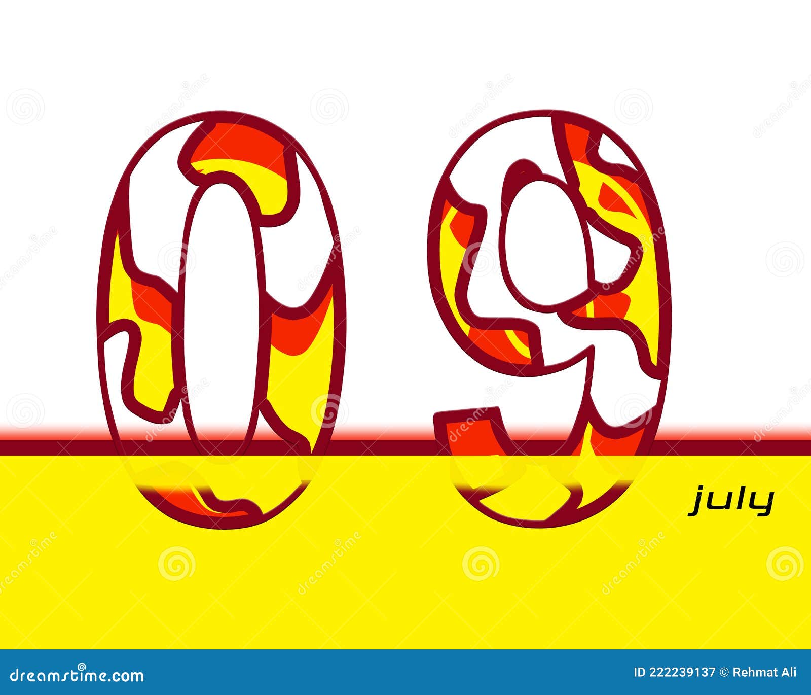 July 9, Calendar on White and Yellow Background Stock Illustration ...
