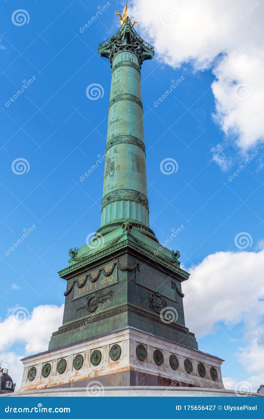 July Column at the Bastille Square in Paris Stock Image - Image of blue ...