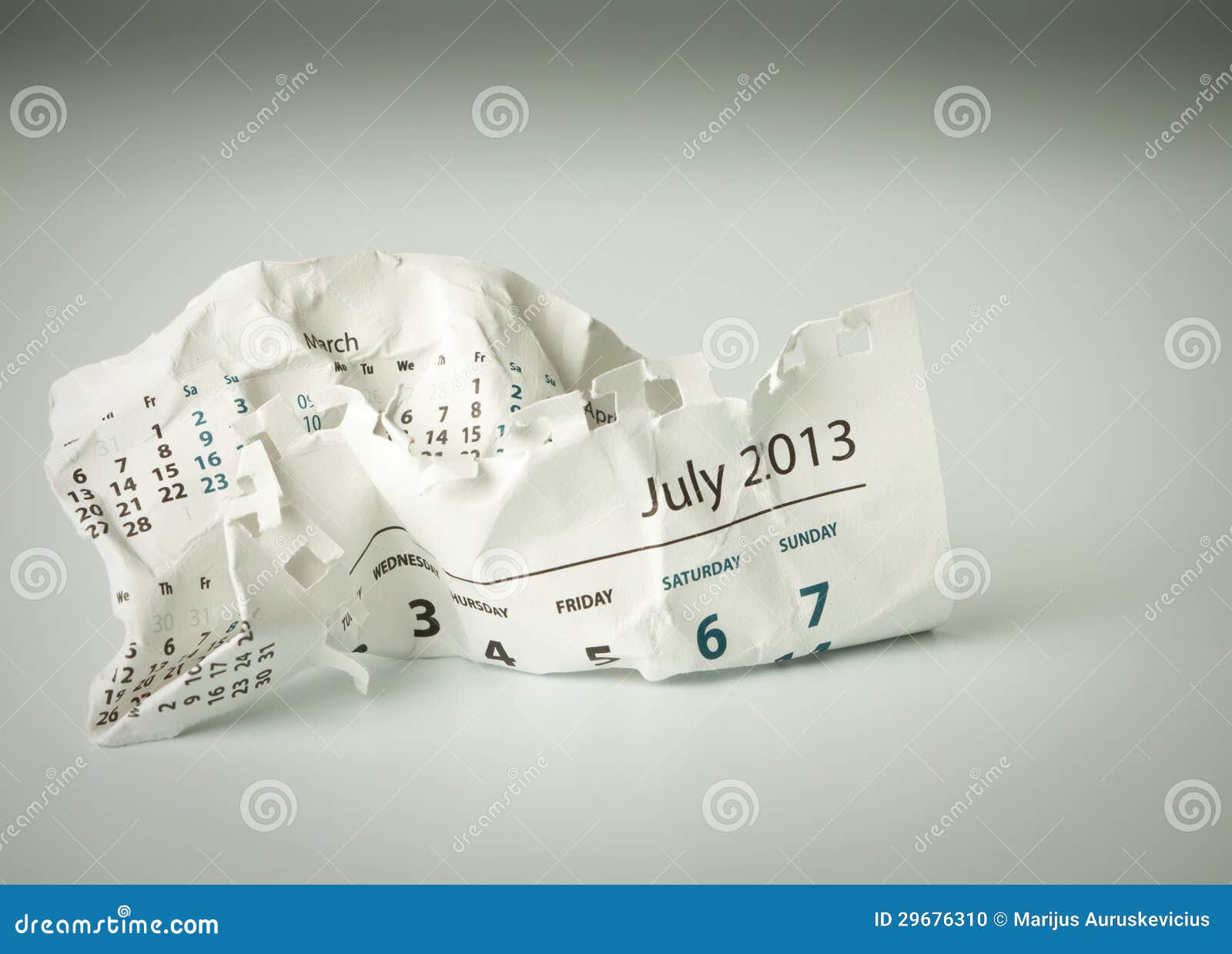 July. Crumpled Calendar Sheet Stock Photo - Image of reminder, rubbish ...
