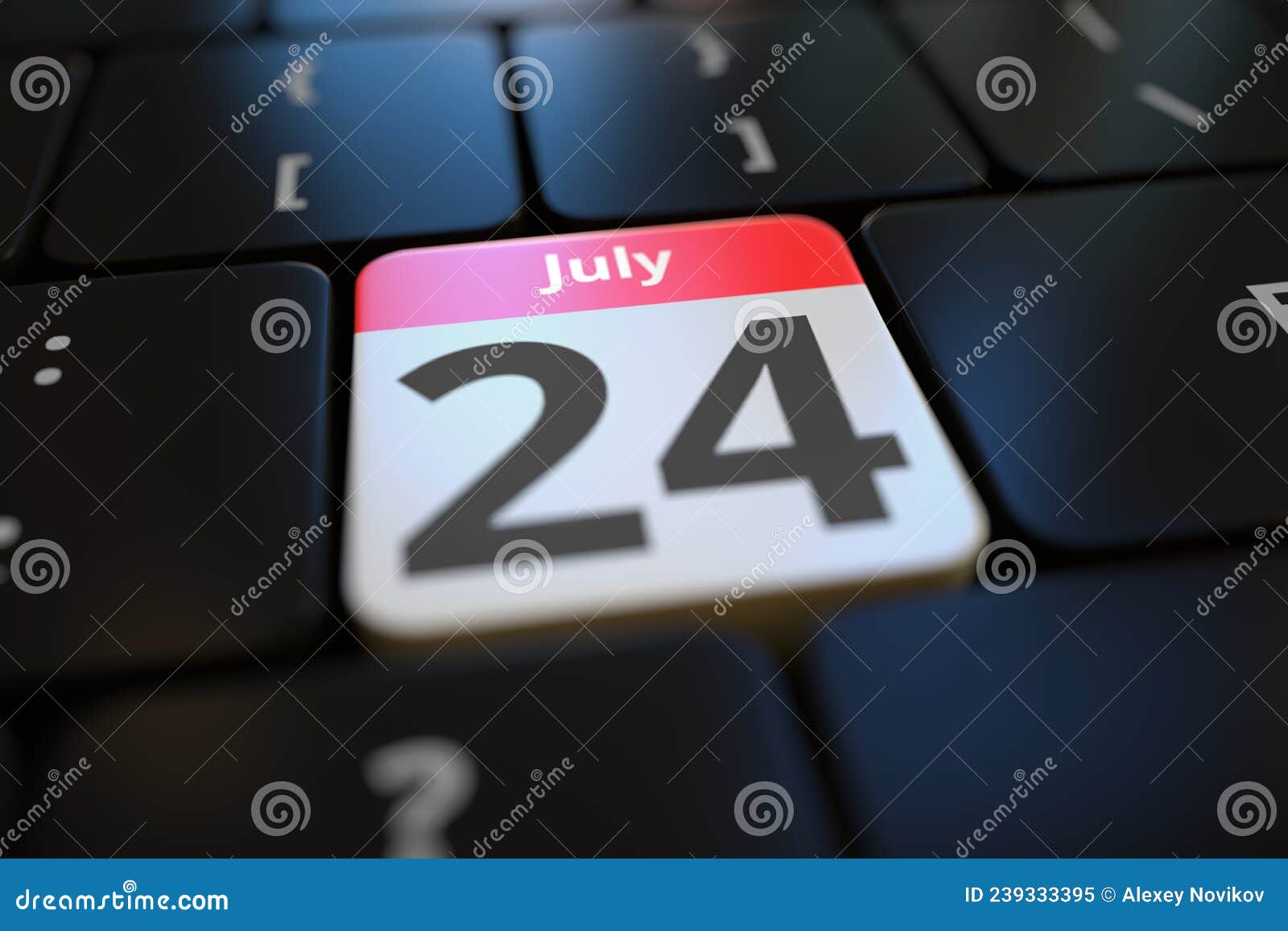 July 24 Date on a Keyboard Key, 3d Rendering Stock Illustration ...
