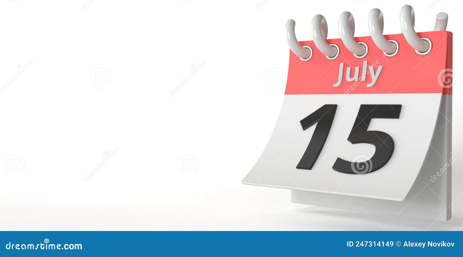 July 15 Date on a Red and White Tear-off Calendar, 3d Rendering Stock ...