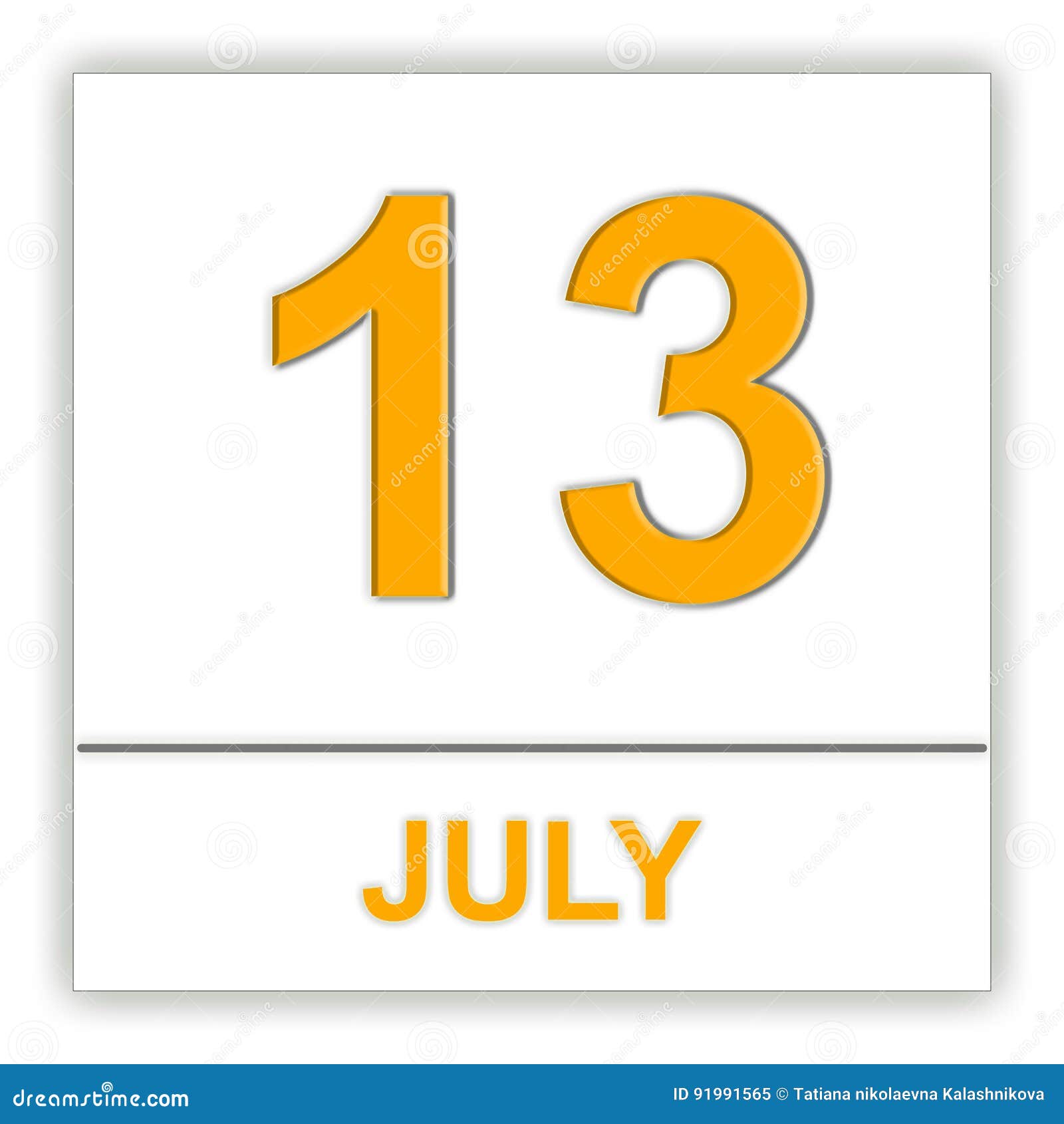 July 13. Day on the Calendar Stock Illustration - Illustration of diary ...