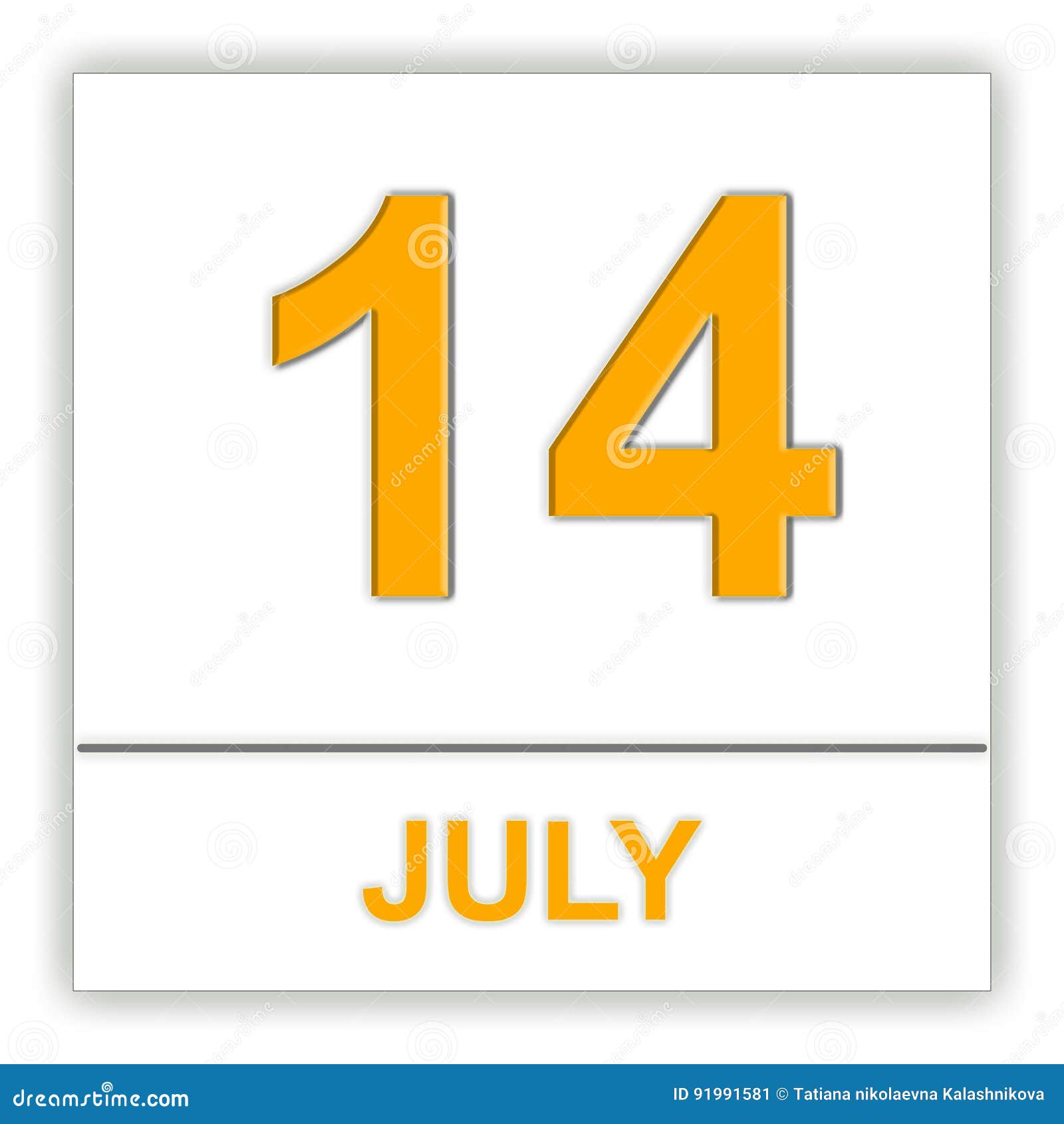 July 14. Day on the Calendar Stock Illustration - Illustration of today ...