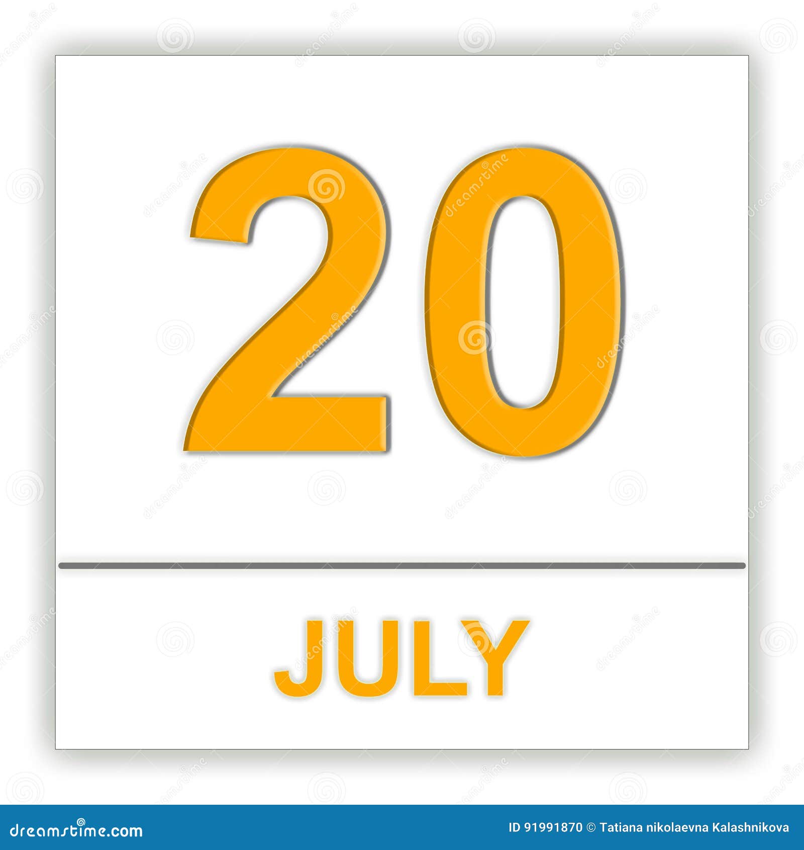 July 20. Day on the Calendar Stock Illustration - Illustration of ...