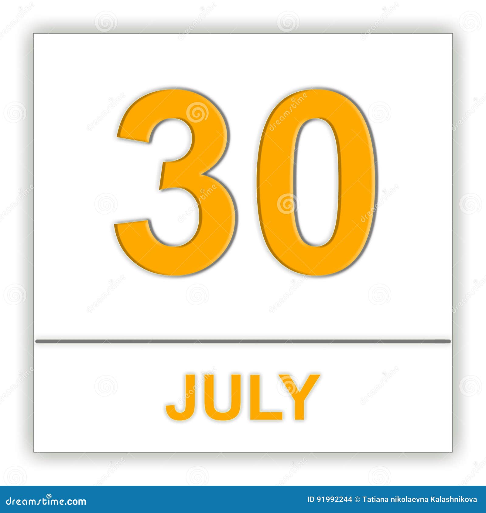 July 30. Day on the Calendar Stock Illustration - Illustration of diary ...