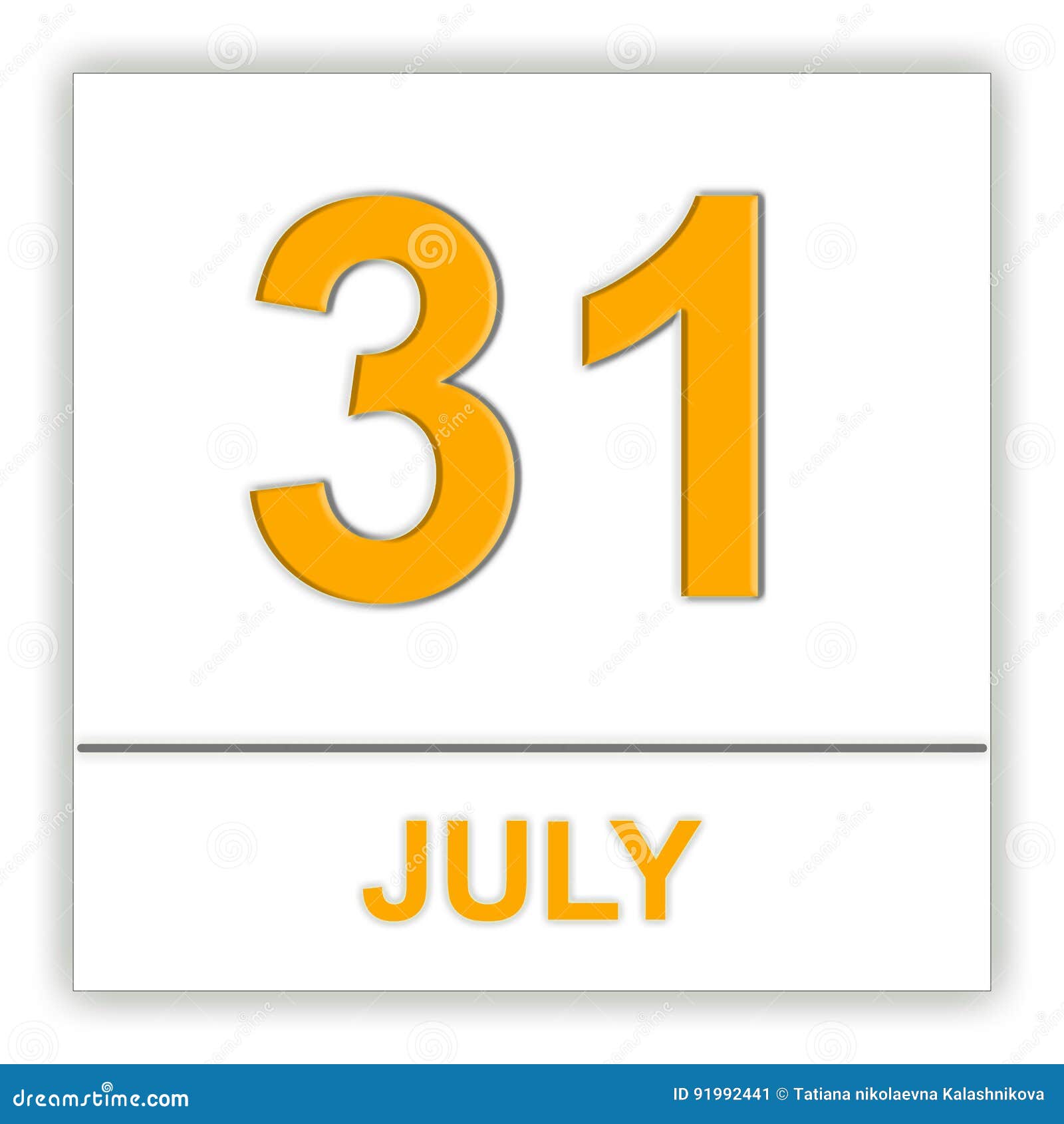 July 31. Day on the Calendar Stock Illustration - Illustration of ...