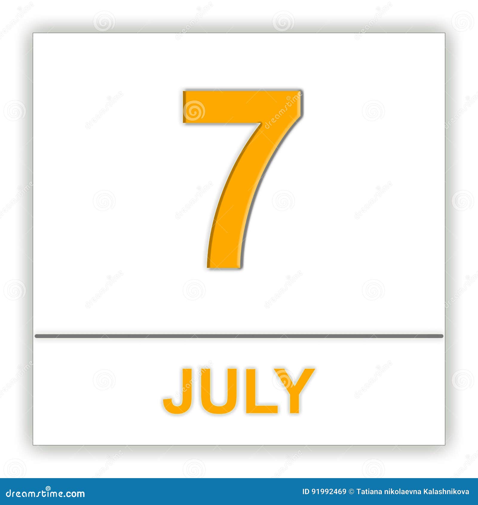 July 7. Day on the Calendar Stock Illustration - Illustration of symbol ...