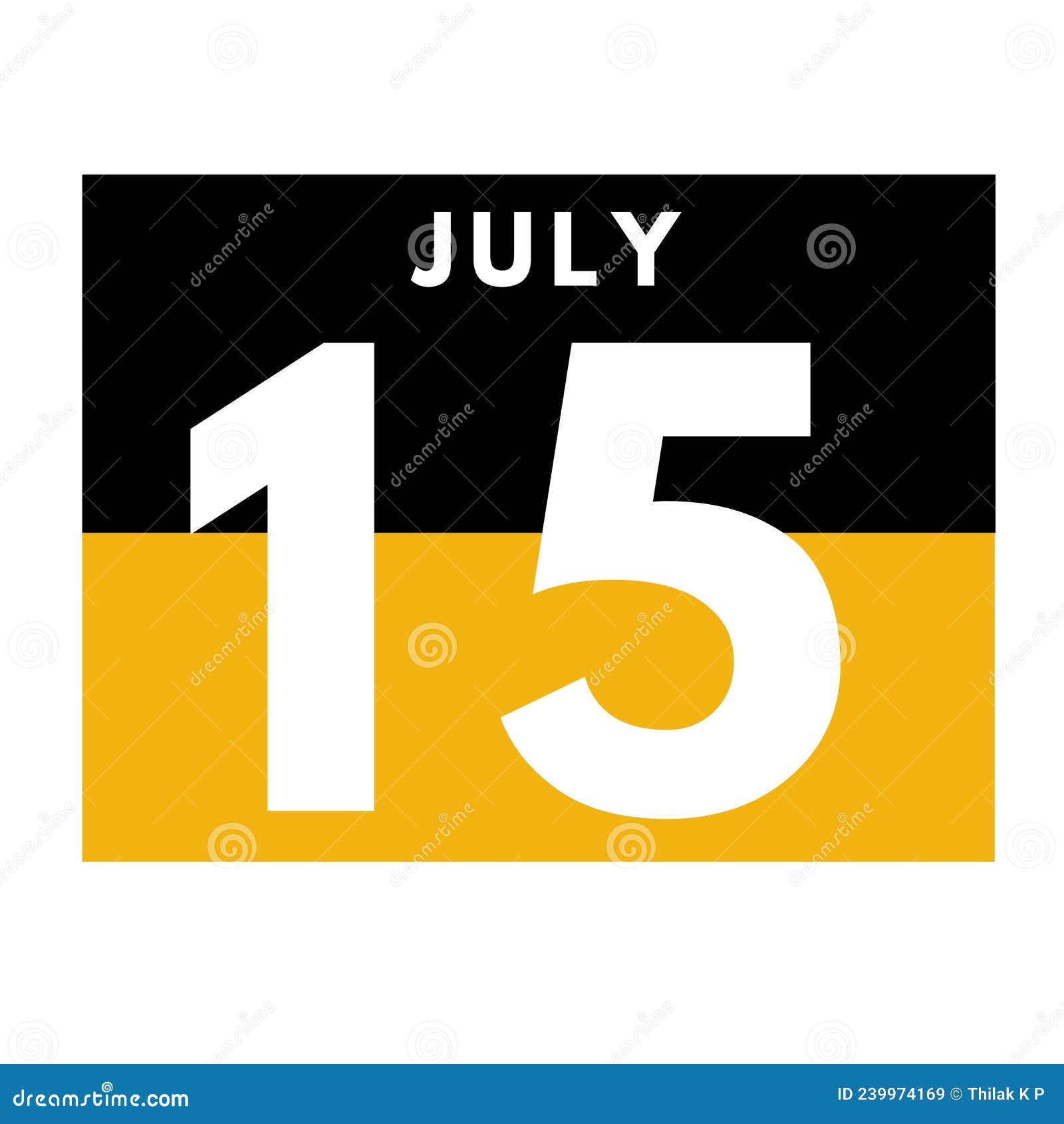 July 15 . Flat daily Calendar Icon .date ,day, Month Stock Illustration ...