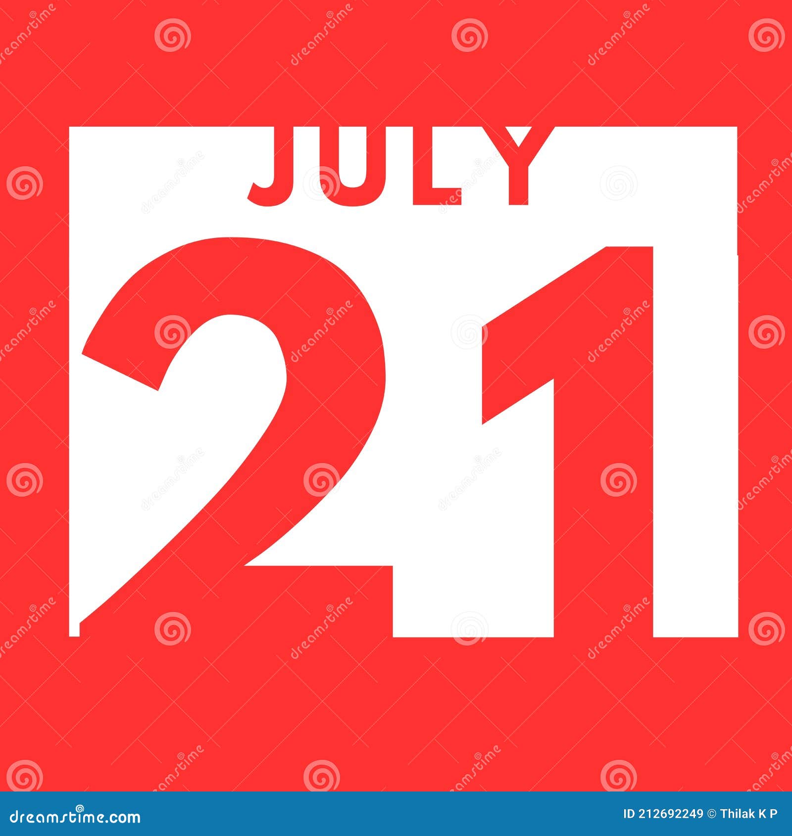 July 21 . Flat Modern daily Calendar Icon .date ,day, Month Stock ...