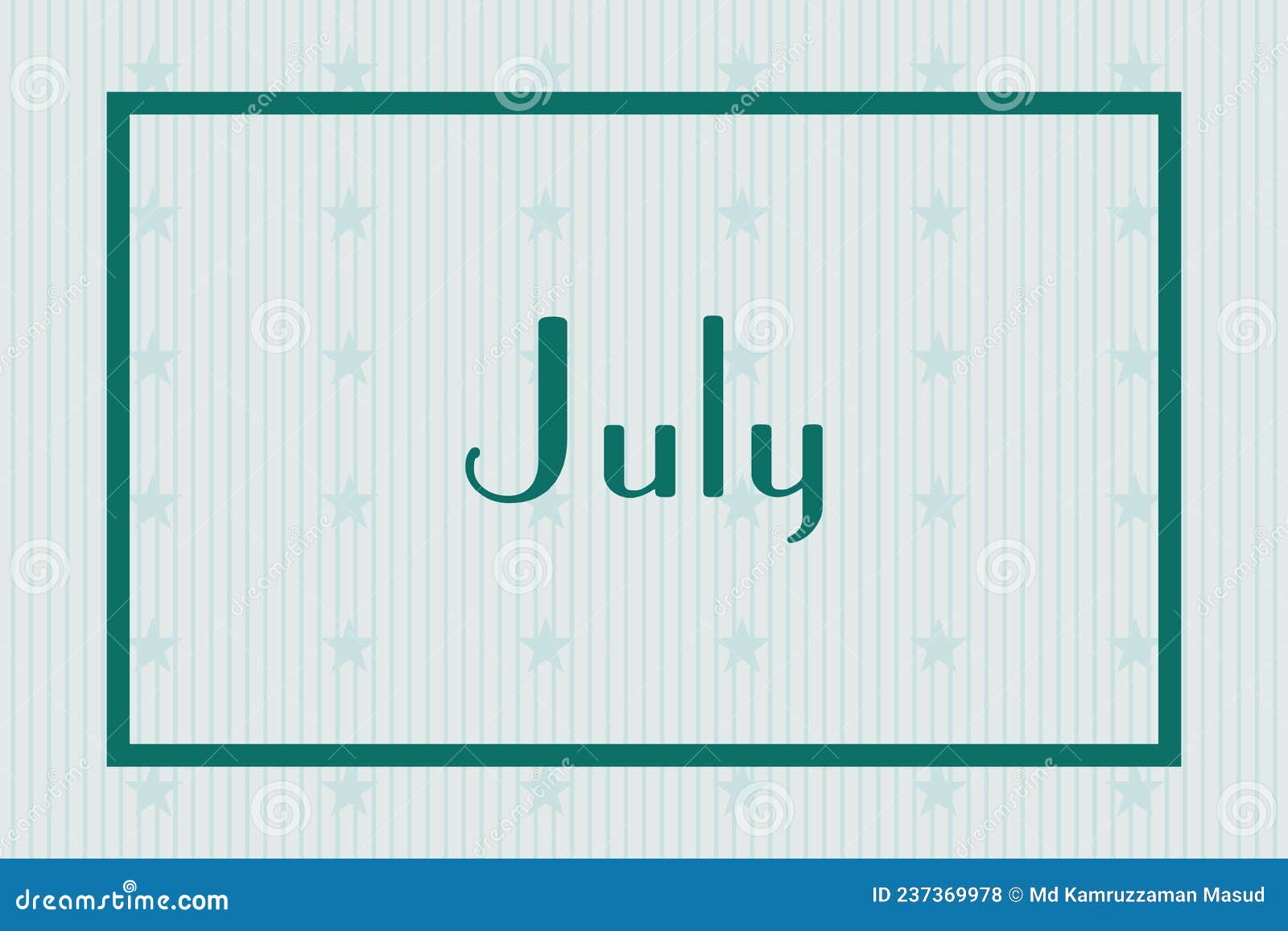 July in Frame on White Background with Stars Pattern Design Stock ...