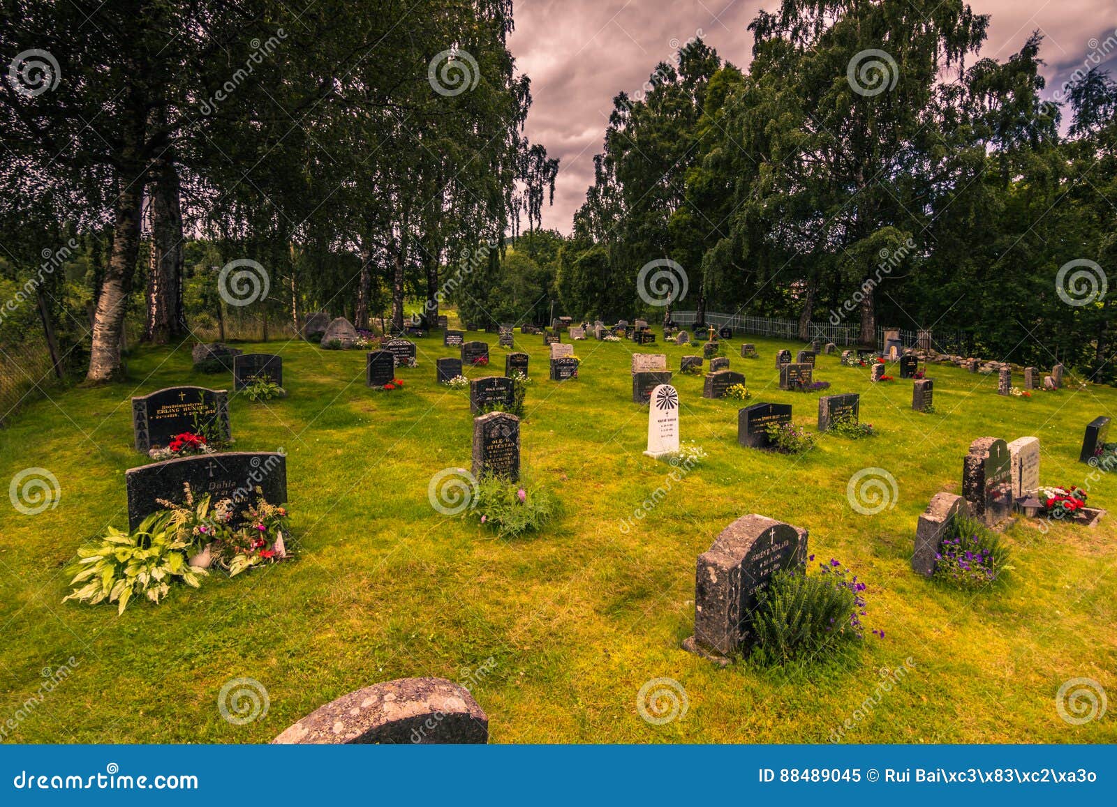 July 25, 2015: Graveyard of the Stave Church of Rodven, Norway ...