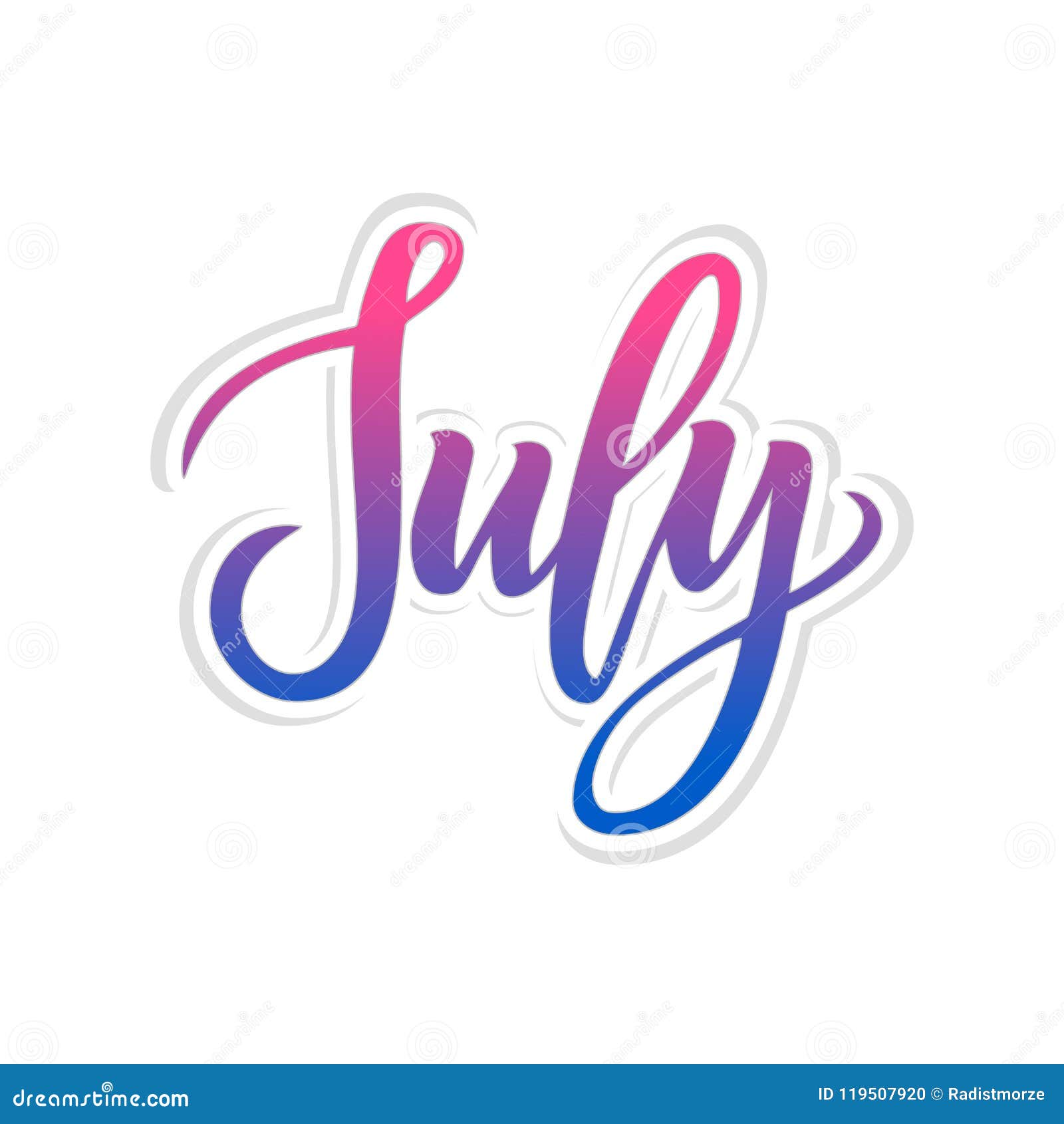 July Hand Drawn Lettering. stock illustration. Illustration of ...