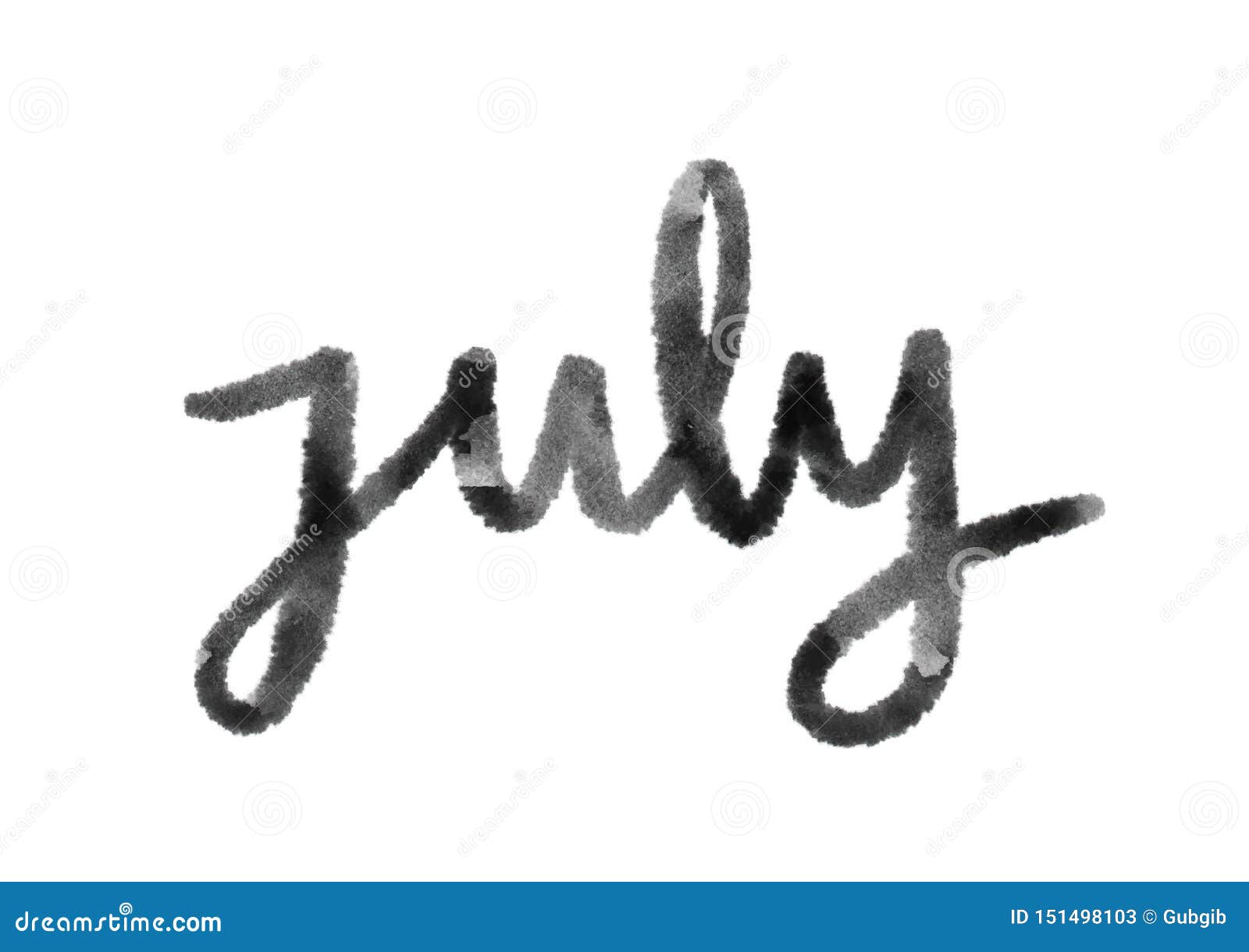 July Hand Lettering on White Background Stock Vector - Illustration of ...