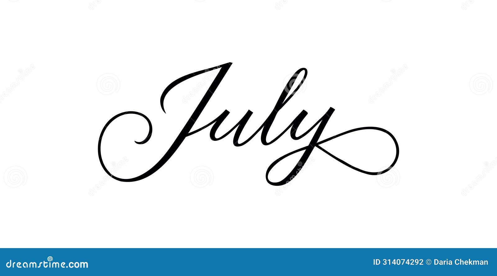 July - Handwritten Text in Calligraphic Style on a White Background ...