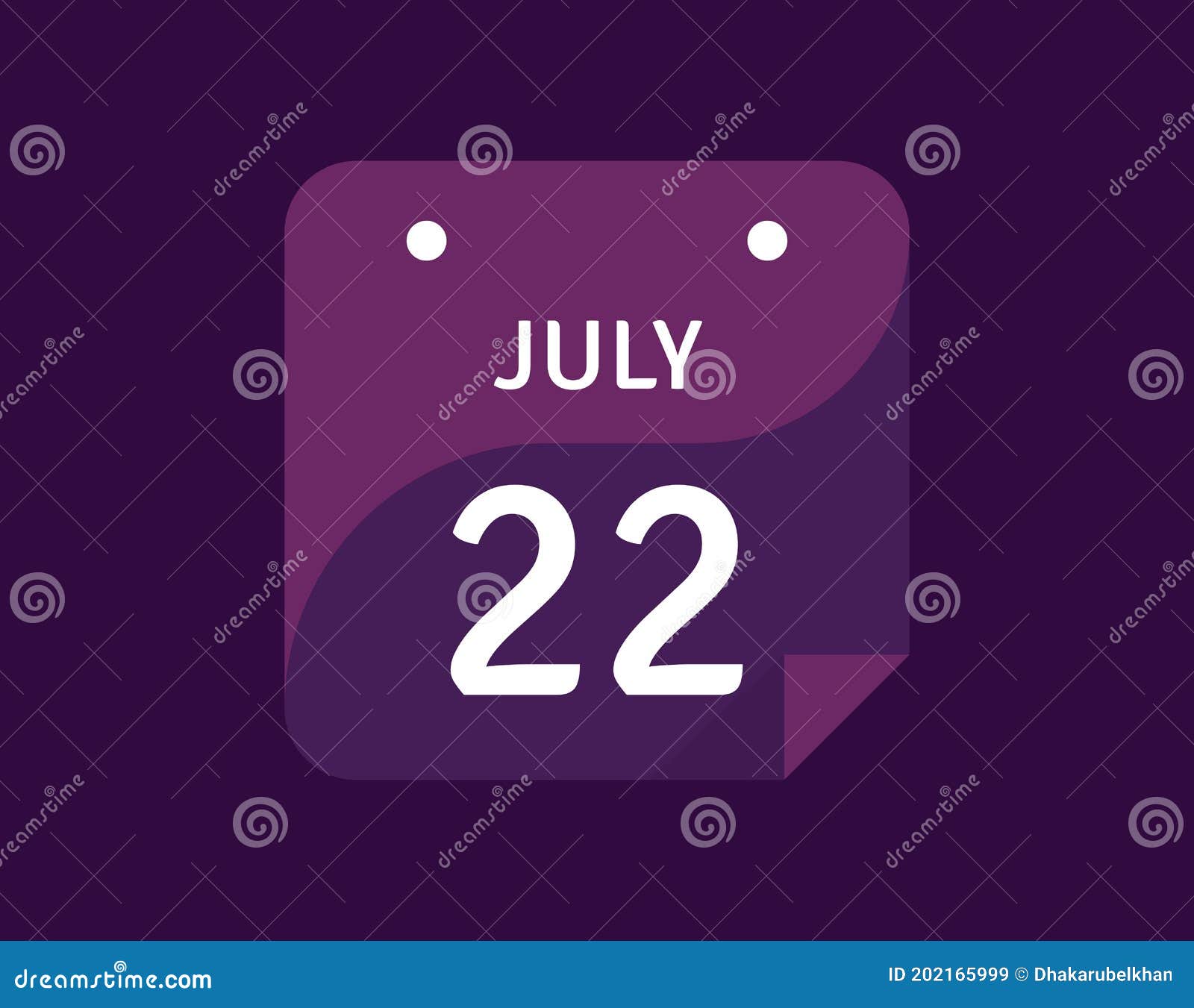 22 July, July 22 Icon Single Day Calendar Vector Illustration Stock ...