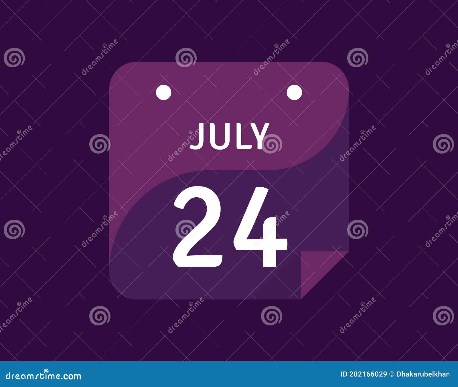 24 July, July 24 Icon Single Day Calendar Vector Illustration Stock ...