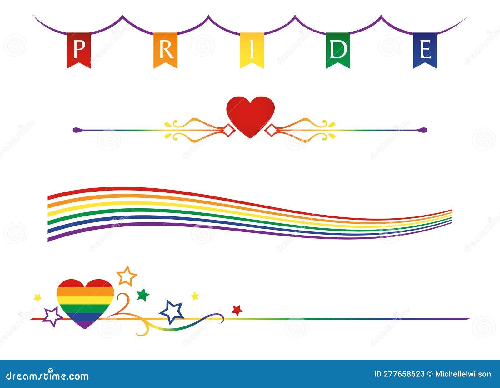 A Set of Rainbow Pride Month Dividers Stock Vector - Illustration of ...